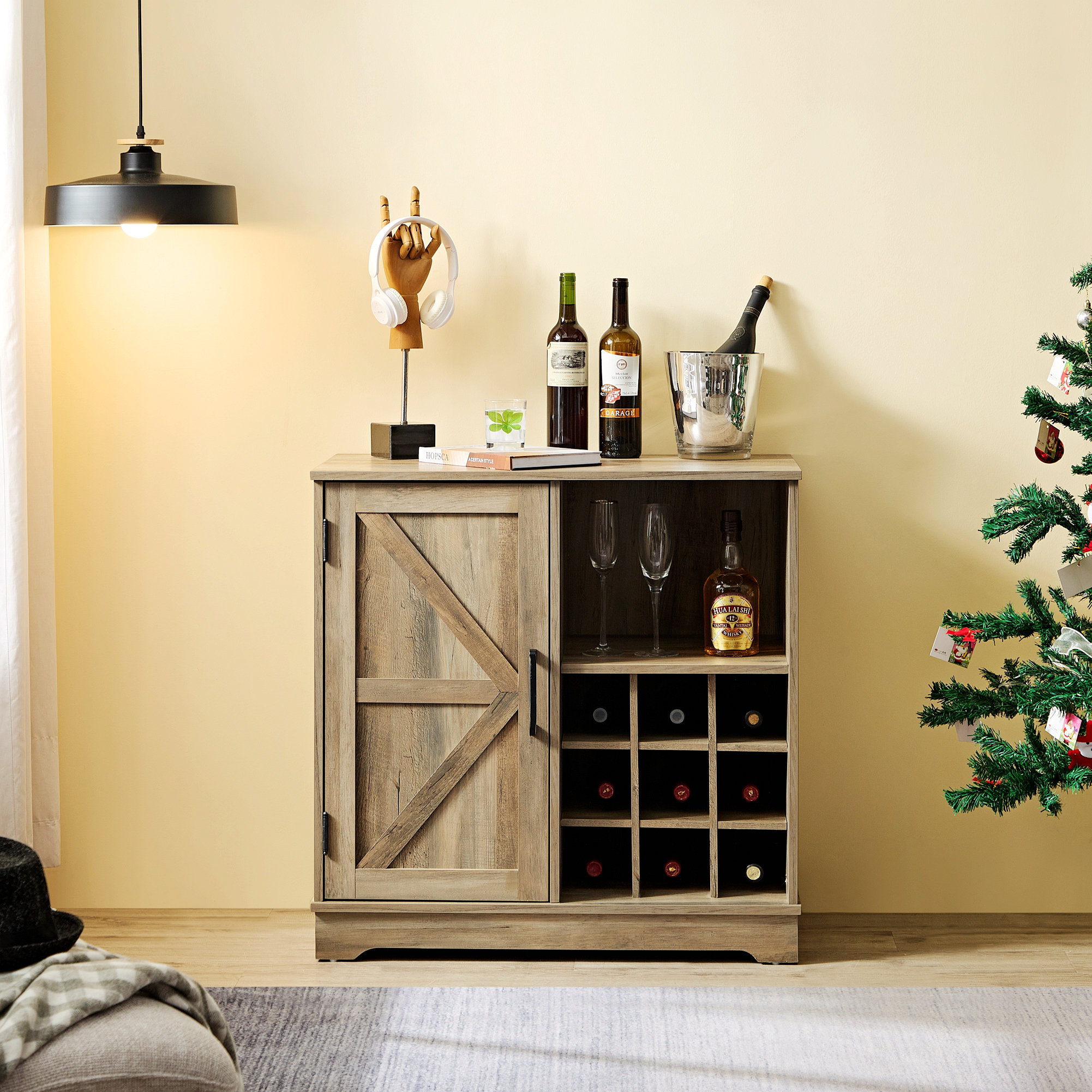 Gracie Oaks Kinshasa Accent Coffee Bar Cabinet,Bar Cabinet with Drawer ...
