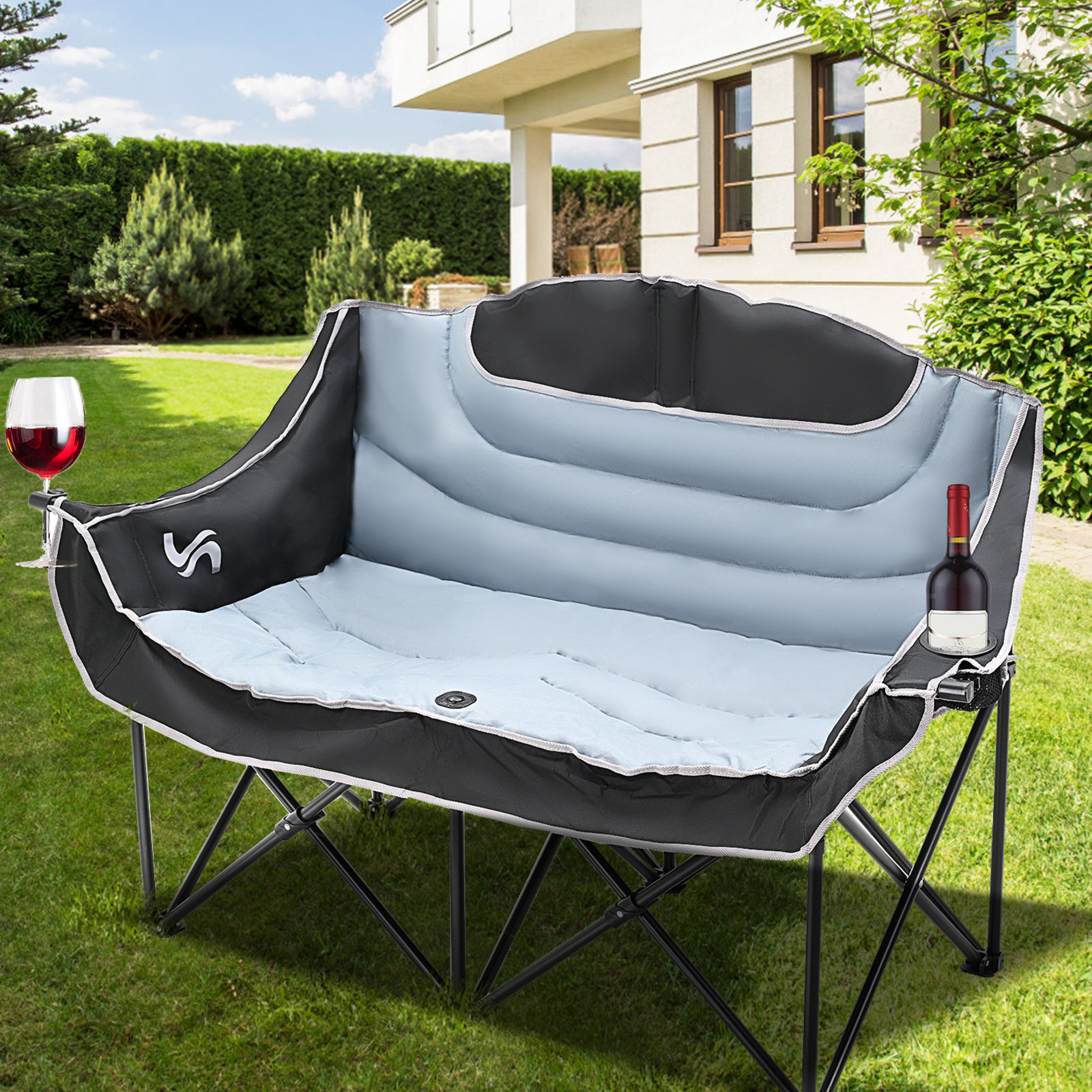 Arlmont & Co. Shanaria Loveseat Camping Chair For Adult Double Camping ...