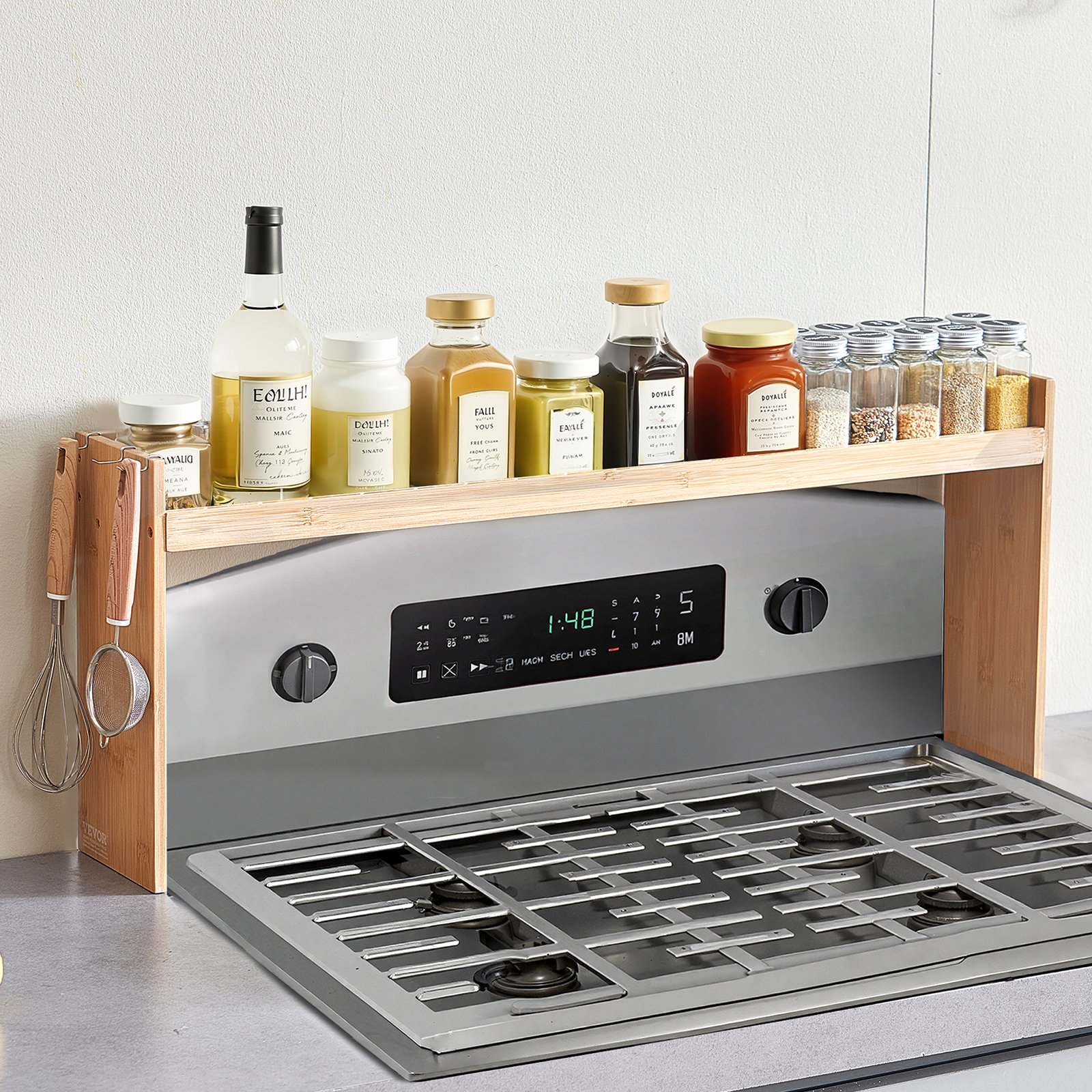 Ebern Designs Over the Stove Spice Shelf Spice Rack Kitchen Organizer ...