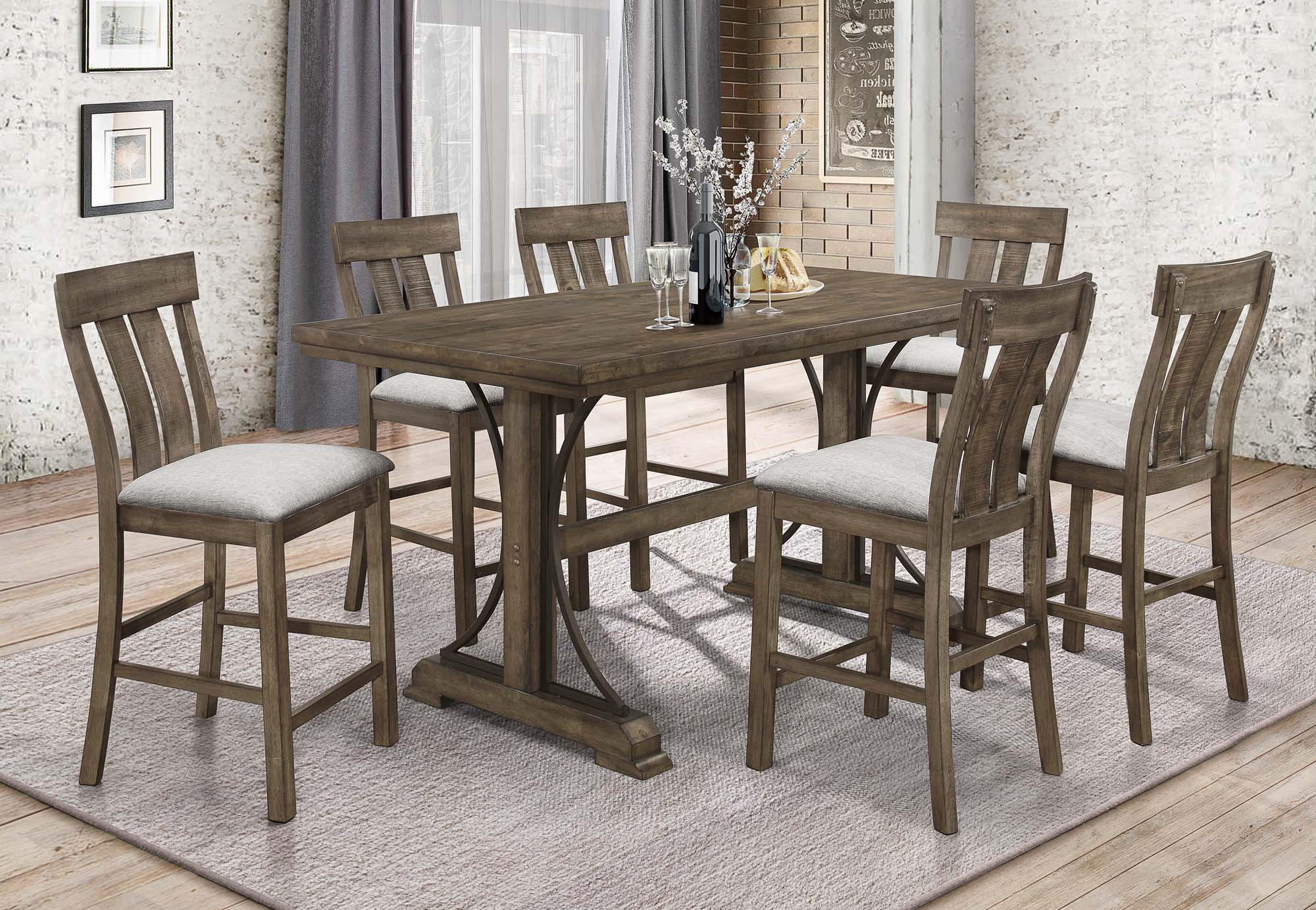 Red Barrel Studio® 7Pc Counter Height Dining Set Rustic | Wayfair