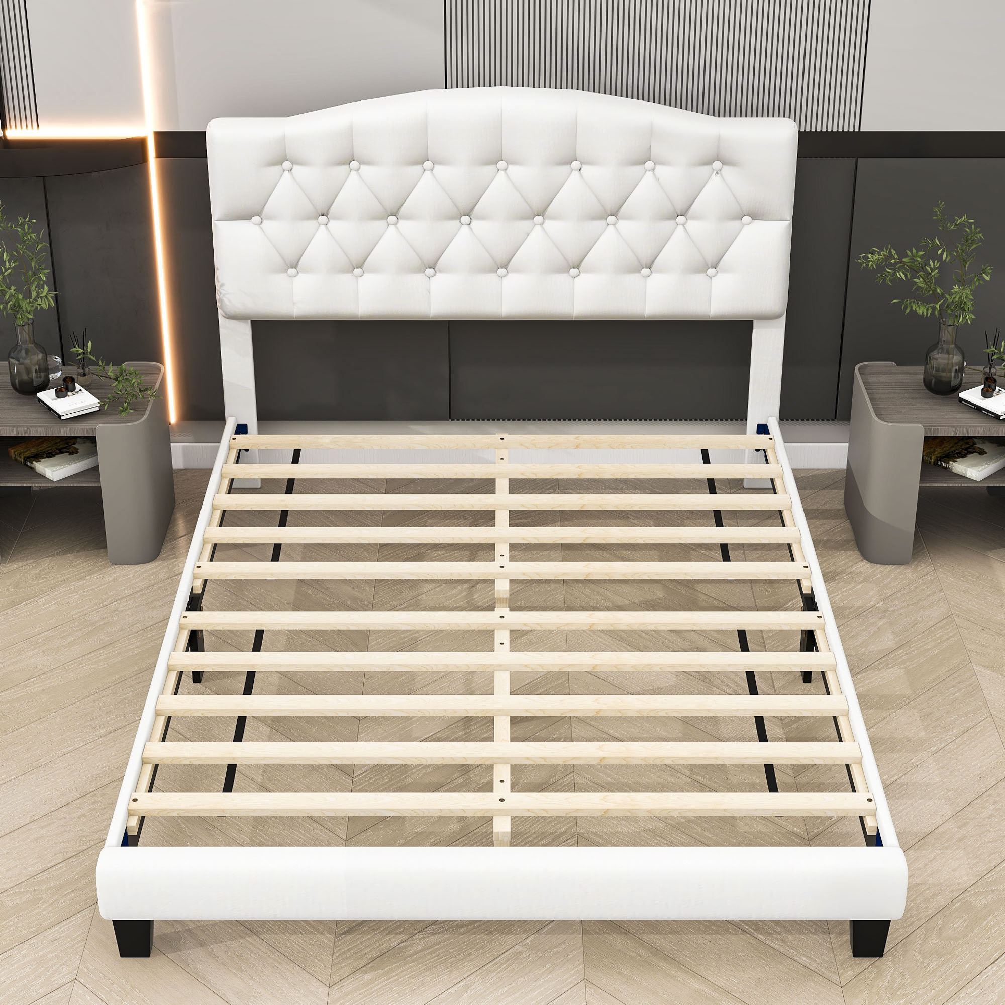 Red Barrel Studio® Fatmata Linen Upholstered Platform Bed with ...