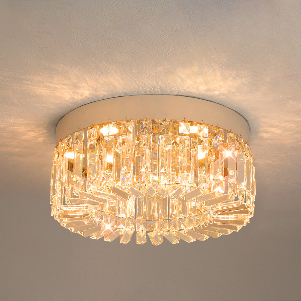 Mercer41 Crystal Chandelier Semi Flush Mount Ceiling Light Fixture ...