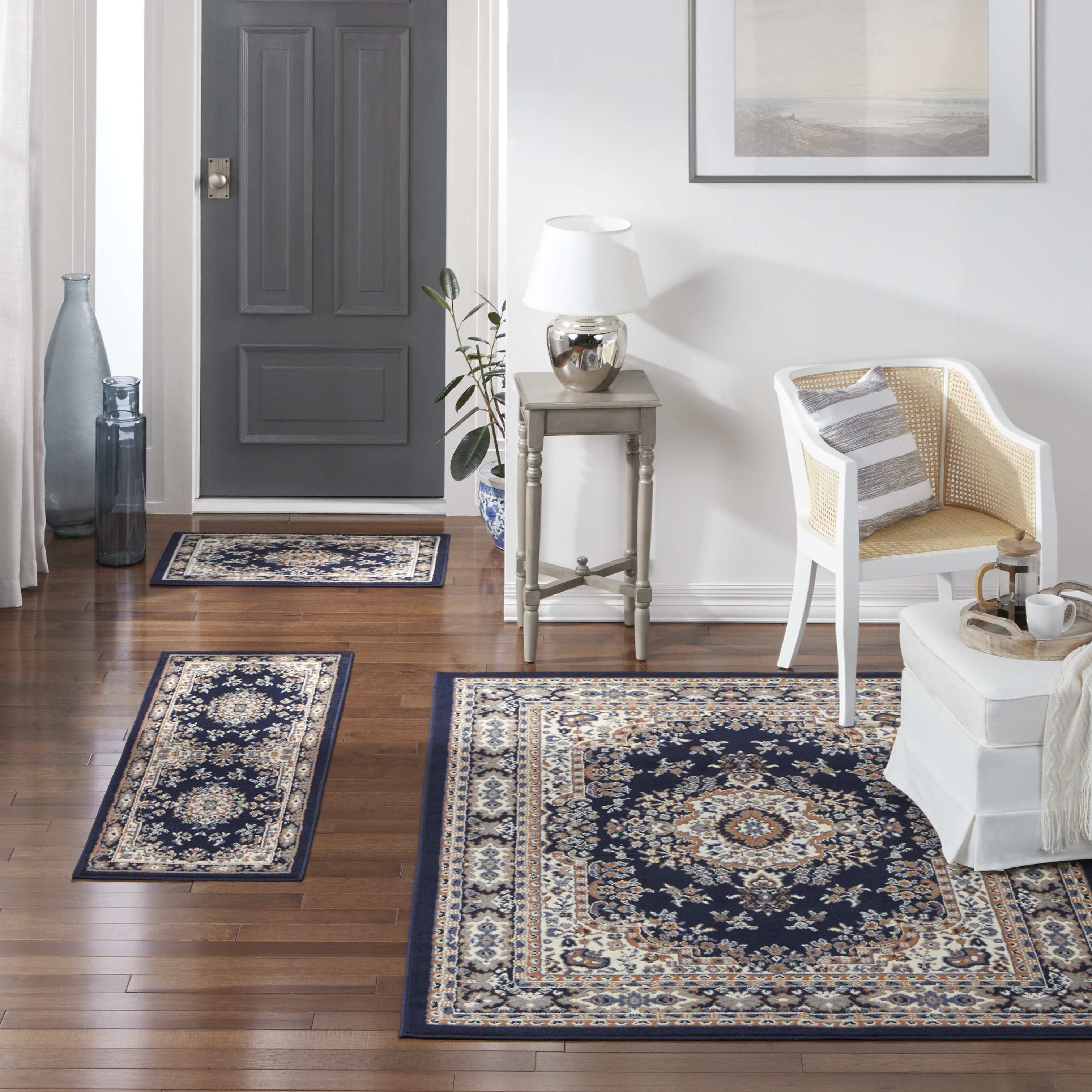 Charlton Home® Gallaher Oriental Country Blue Area Rug Set "& Reviews ...