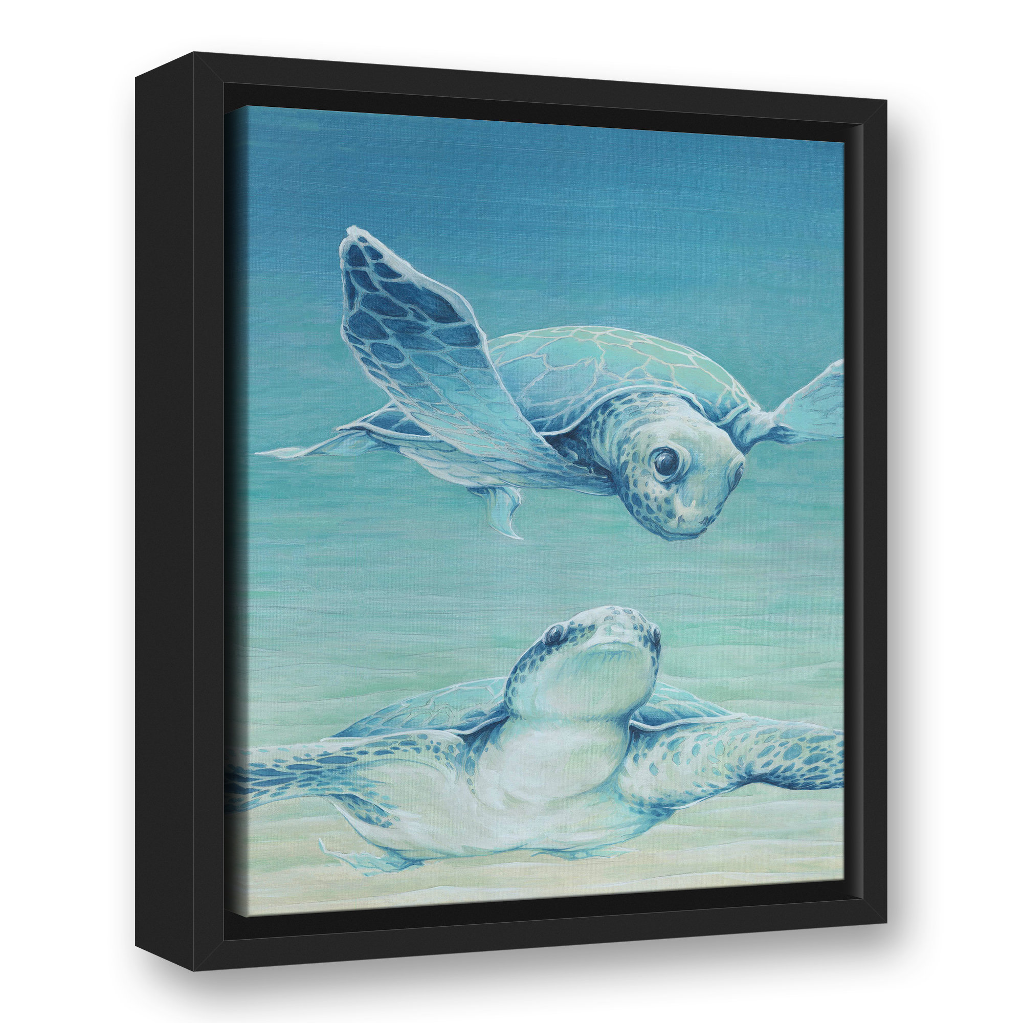 Bay Isle Home™ Sea Turtles Swimming Framed On Canvas Print | Wayfair
