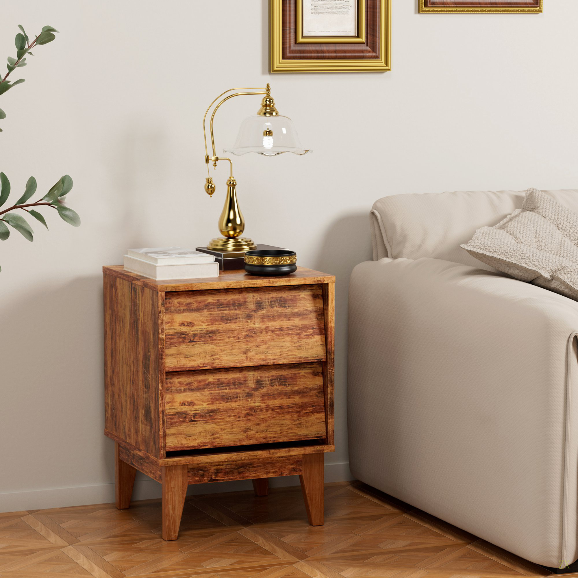 Millwood Pines 2 Set Nightstands Features Vintage-Style And Bevel ...