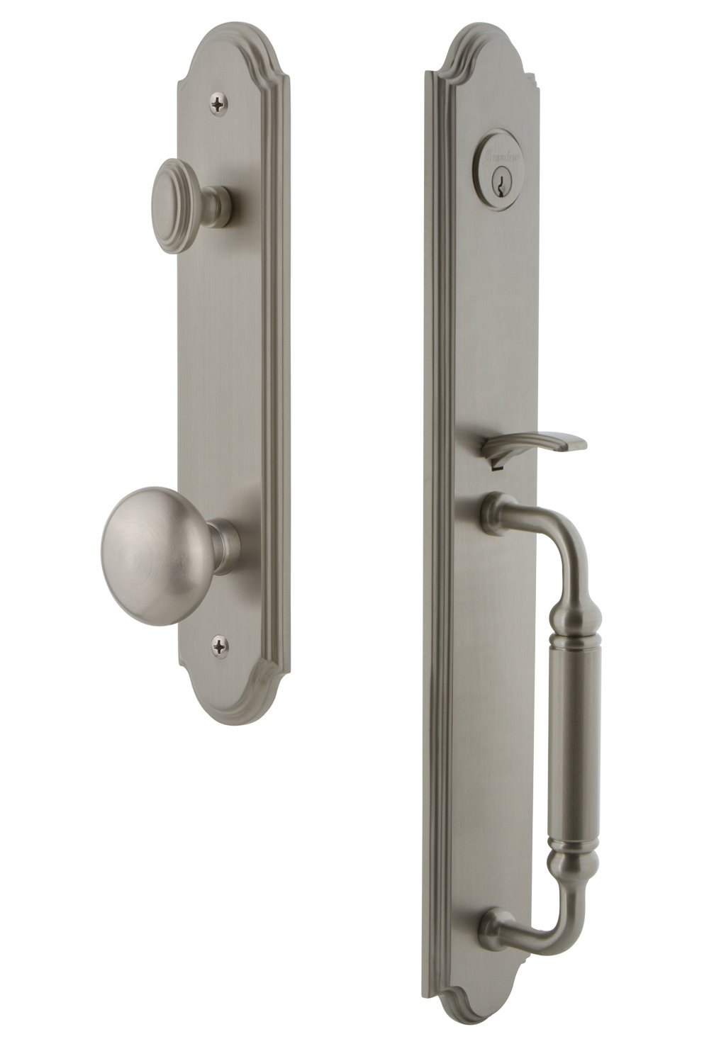 Grandeur Arc One-Piece Handleset with Single Cylinder Deadbolt and C ...