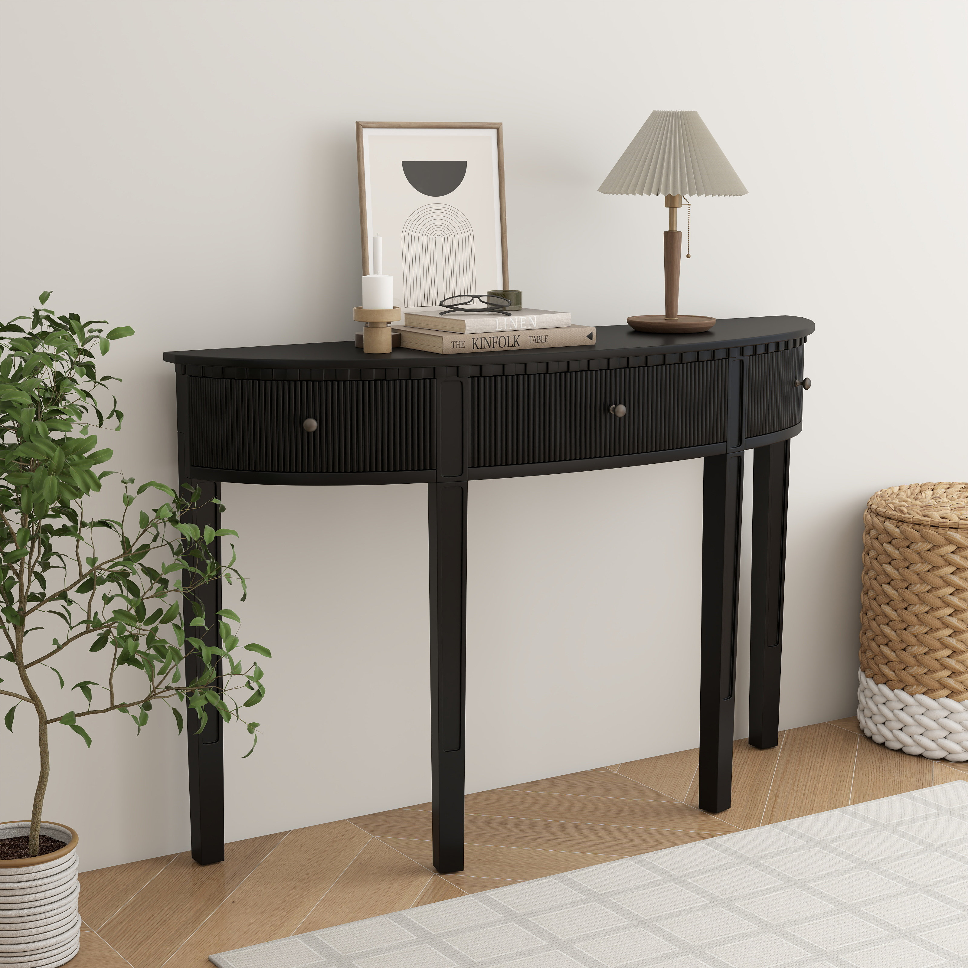 Lark Manor™ Stylish Vertical Stripe Design U-Shaped Console Table | Wayfair