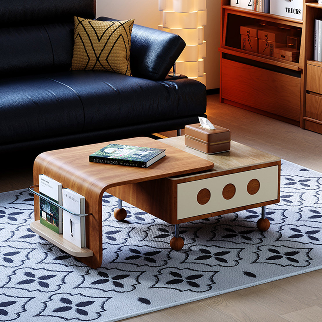 Orren Ellis Retro Expandable Coffee Table with Rockboard - Wayfair Canada