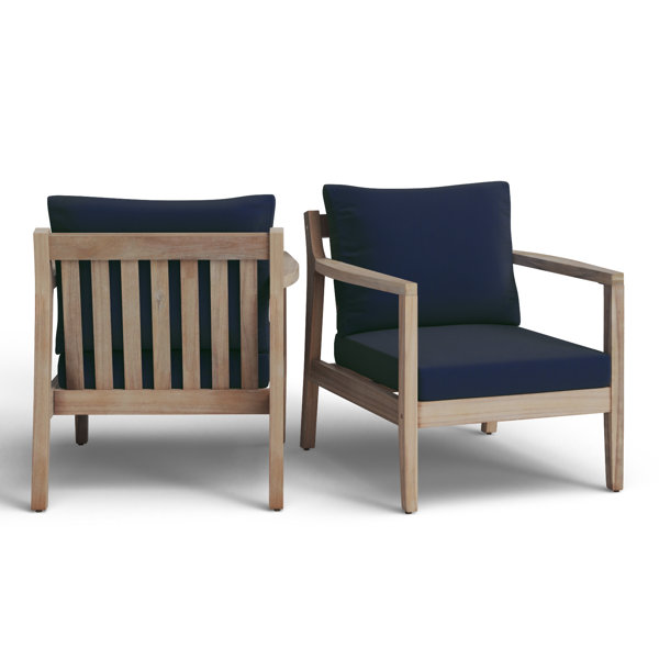 Joss & Main Amina Outdoor Solid Wood Acacia Chair with Cushions ...