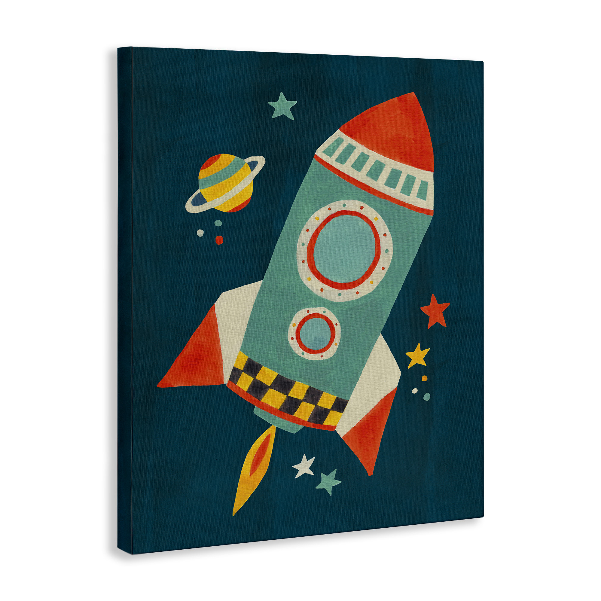 Winston Porter Rocket Ship in Space Canvas Wall Art by Irene Chan | Wayfair