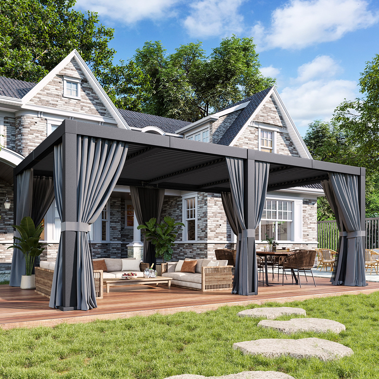 JolyDale Metal Pergola with Canopy | Wayfair