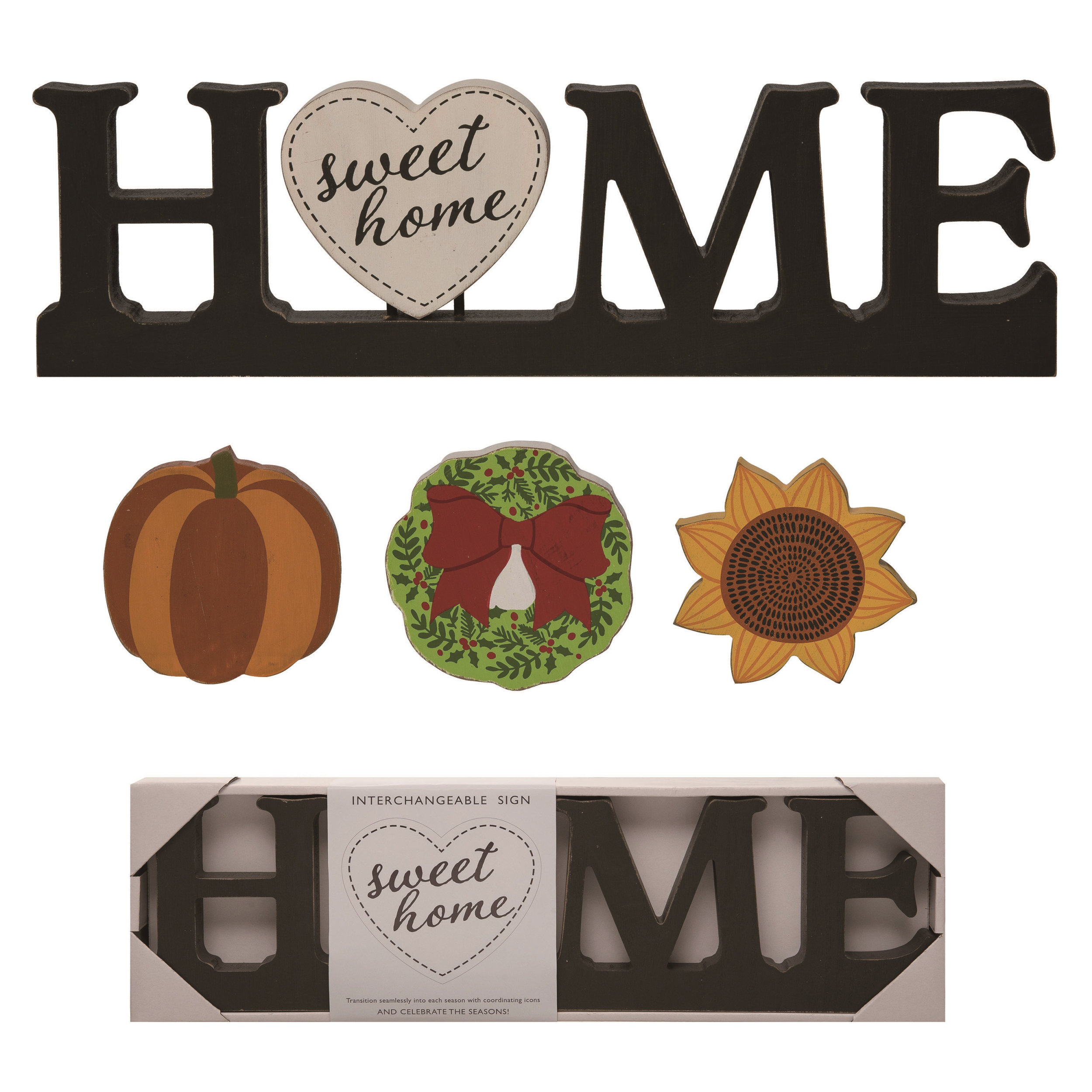 The Holiday Aisle® Wood 17.75 in. Multicolor Christmas Home ...