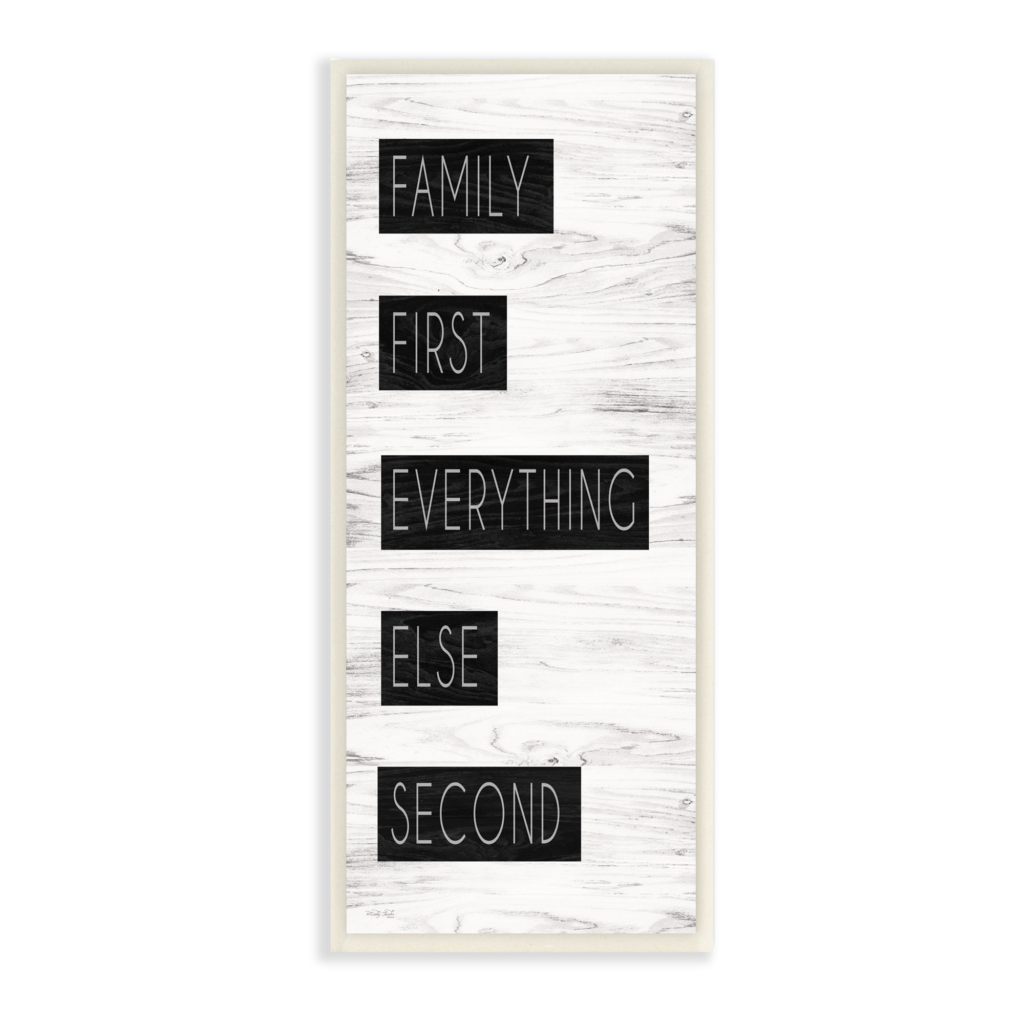 Stupell Industries Family First Loving Phrase Rustic Birch Pattern Wall ...