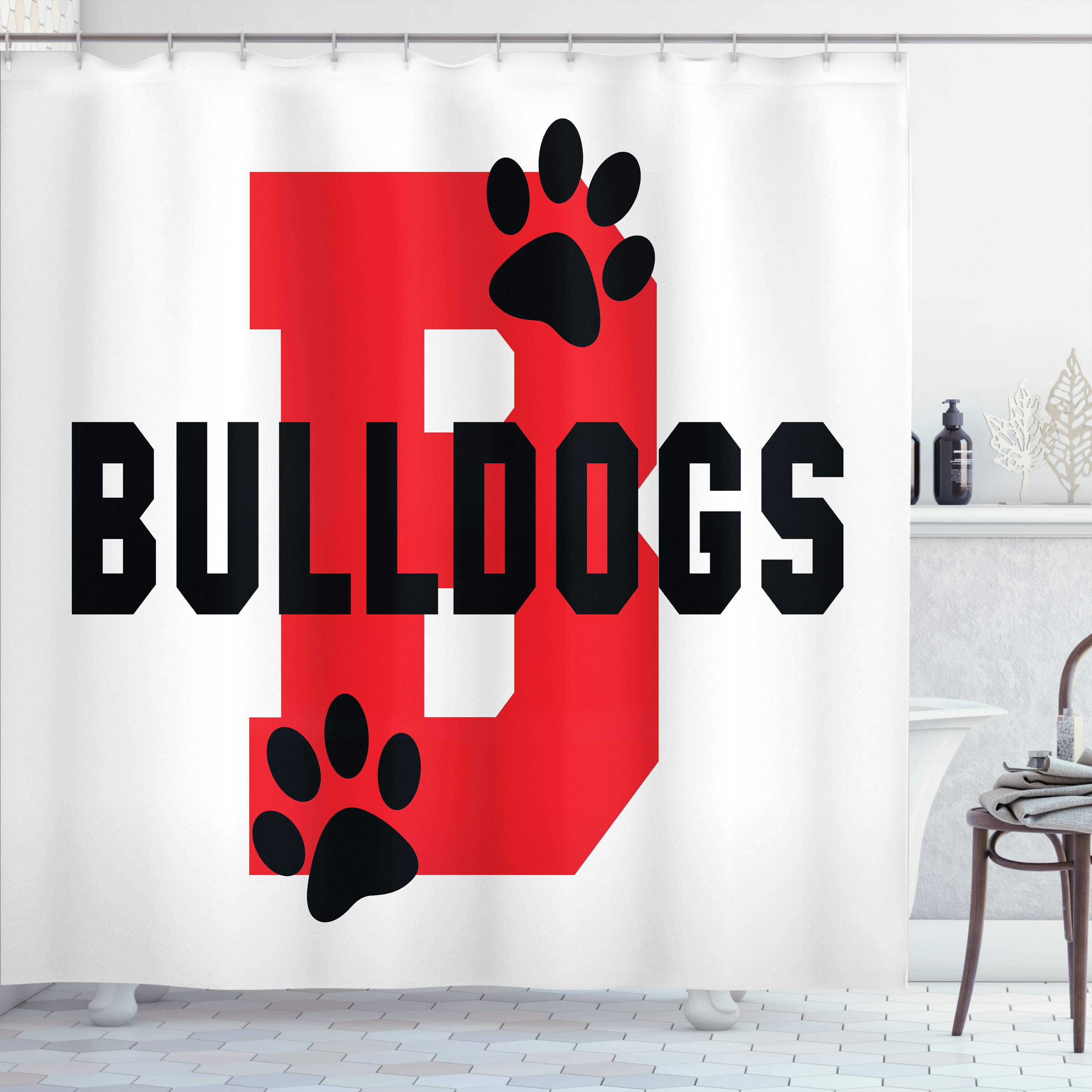 Dakota Fields English Bulldog Shower Curtain Paw Print Motif | Wayfair