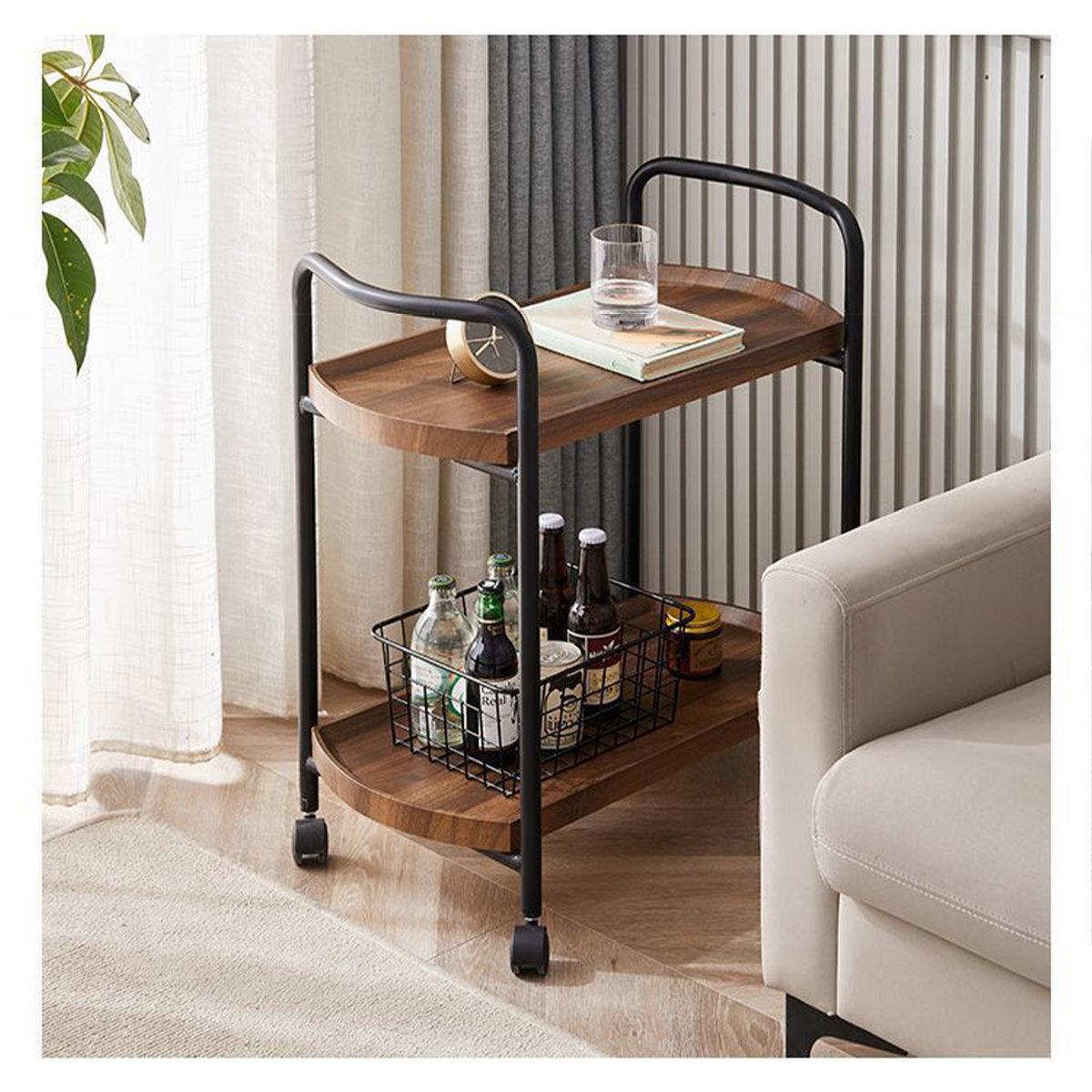 17 Stories 55" Brown Standard Solid + Manufactured Wood Bar Carts | Wayfair