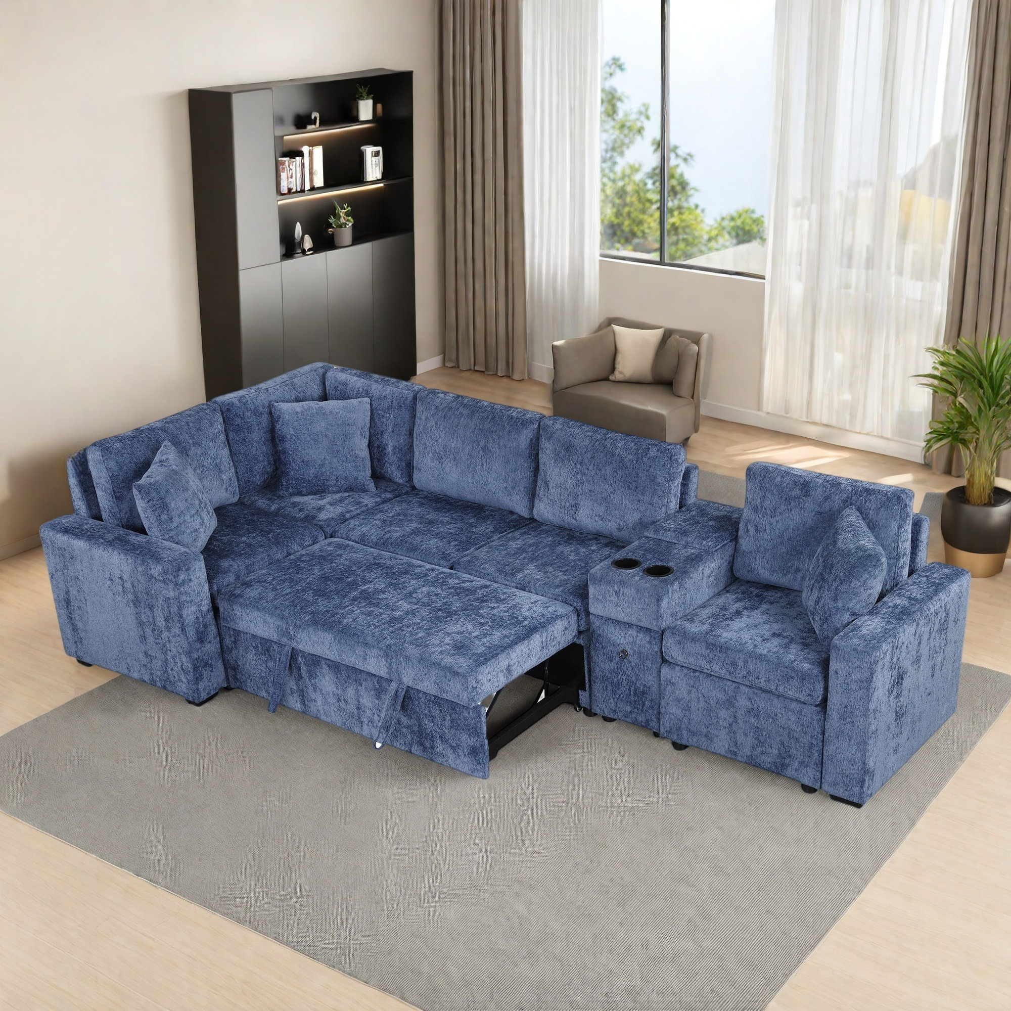 Latitude Run® L-shaped Convertible Sectional Sofa With Pull-out Bed ...