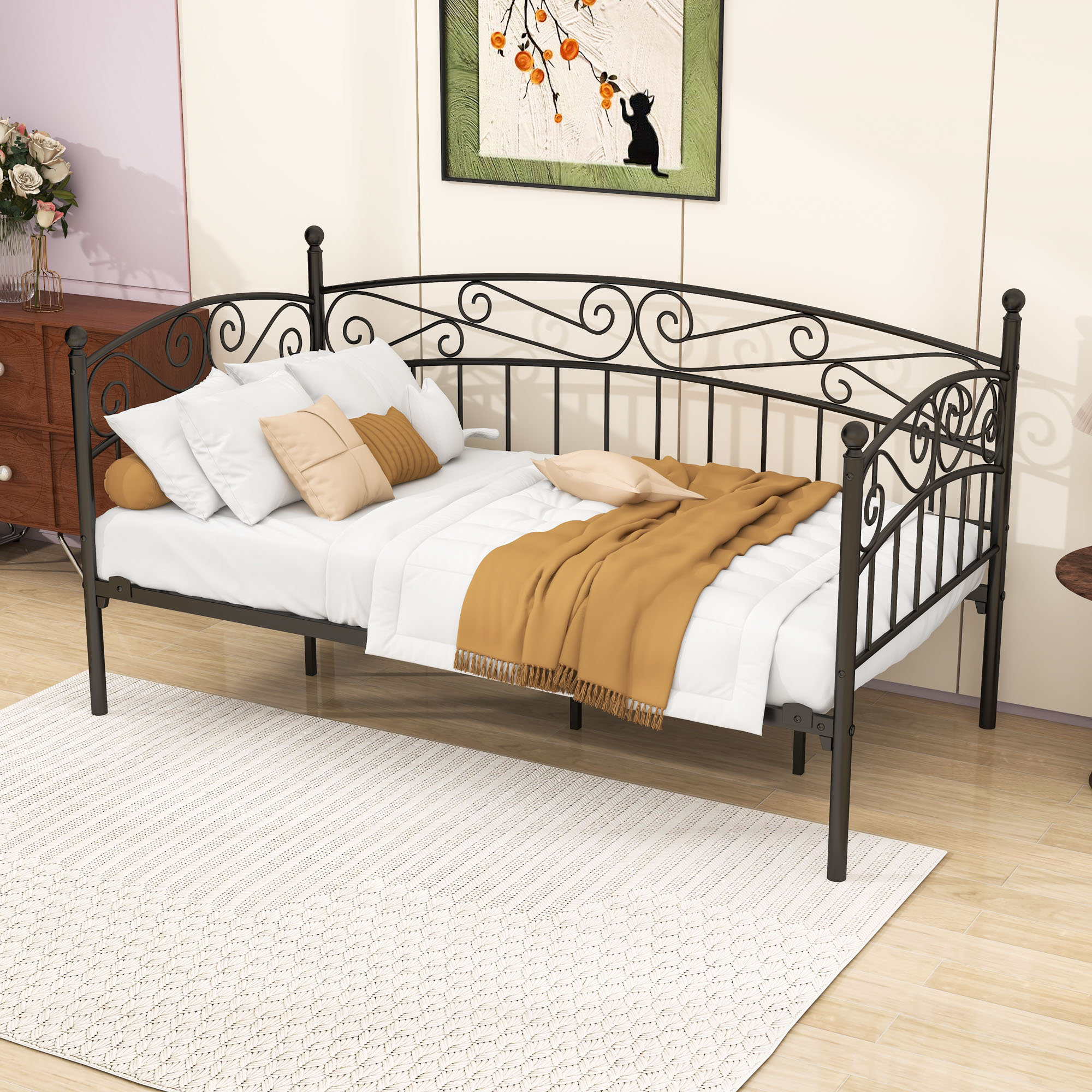 Charlton Home® Twin-Size Metal Daybed Frame with Extra Storage - No Box ...