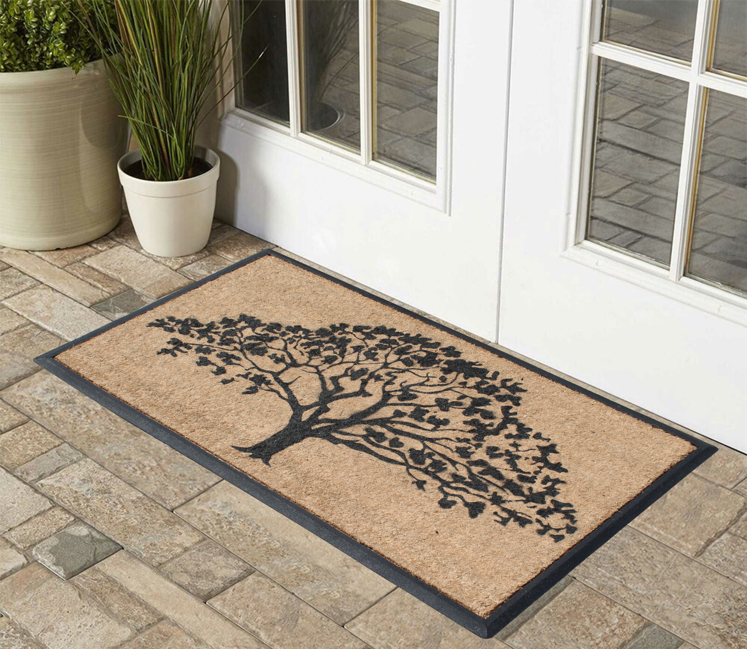 Winston Porter Northcrest Natural Coir & Rubber Flocked Door Mat, 30x48 ...