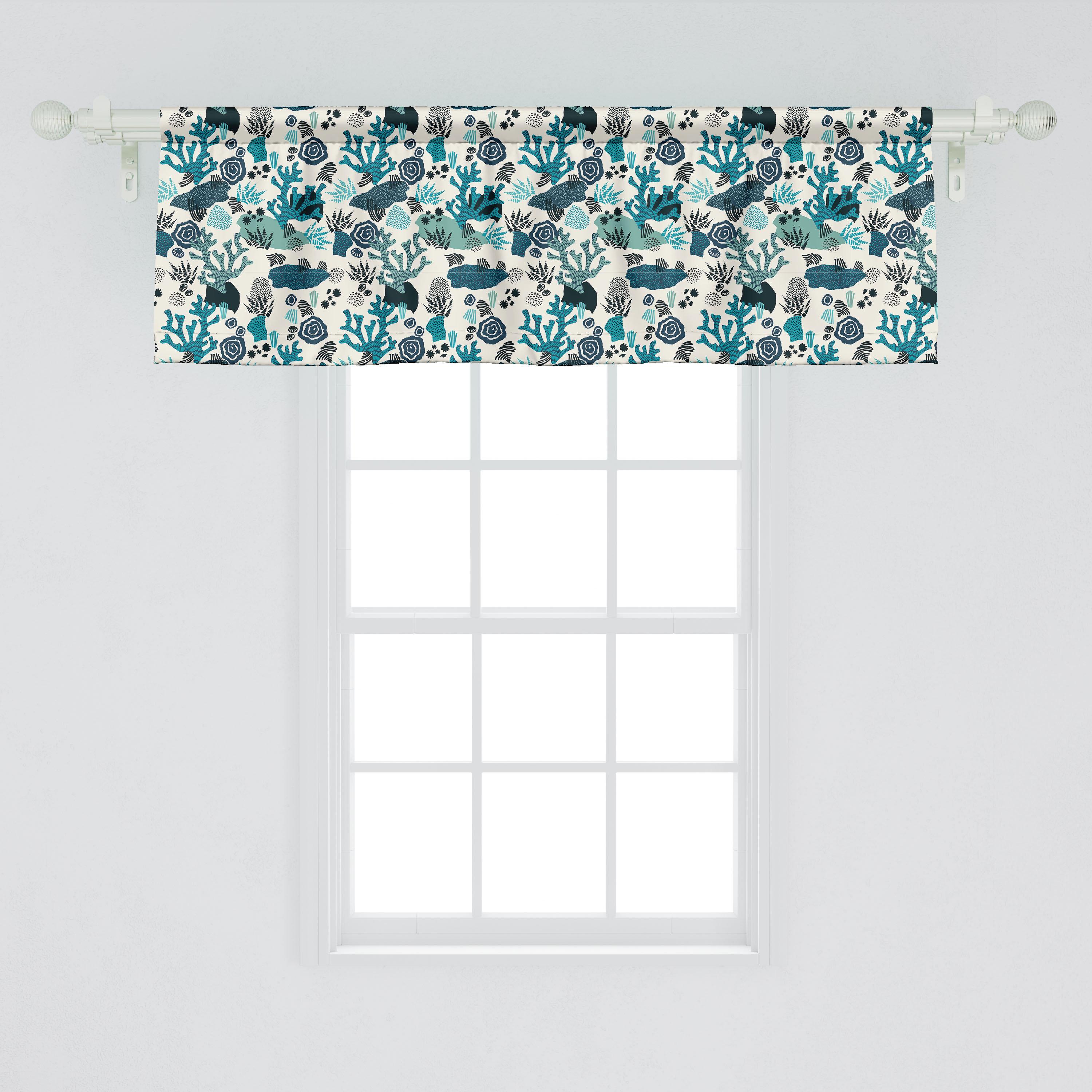 Ambesonne Underwater Valance Pack of 2 Marine Life Abstract Art Petrol ...