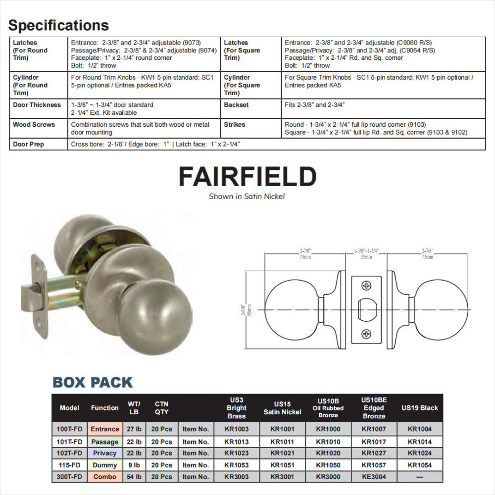 Delaney Hardware CALLAN Fairfield Passage Door Knob & Reviews | Wayfair