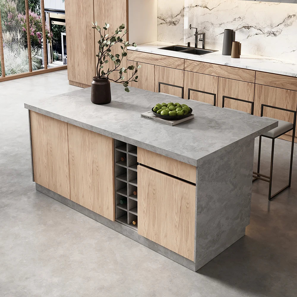 Homary Fosenbauer 182.9 Cm Kitchen Island with Storage and Seating ...