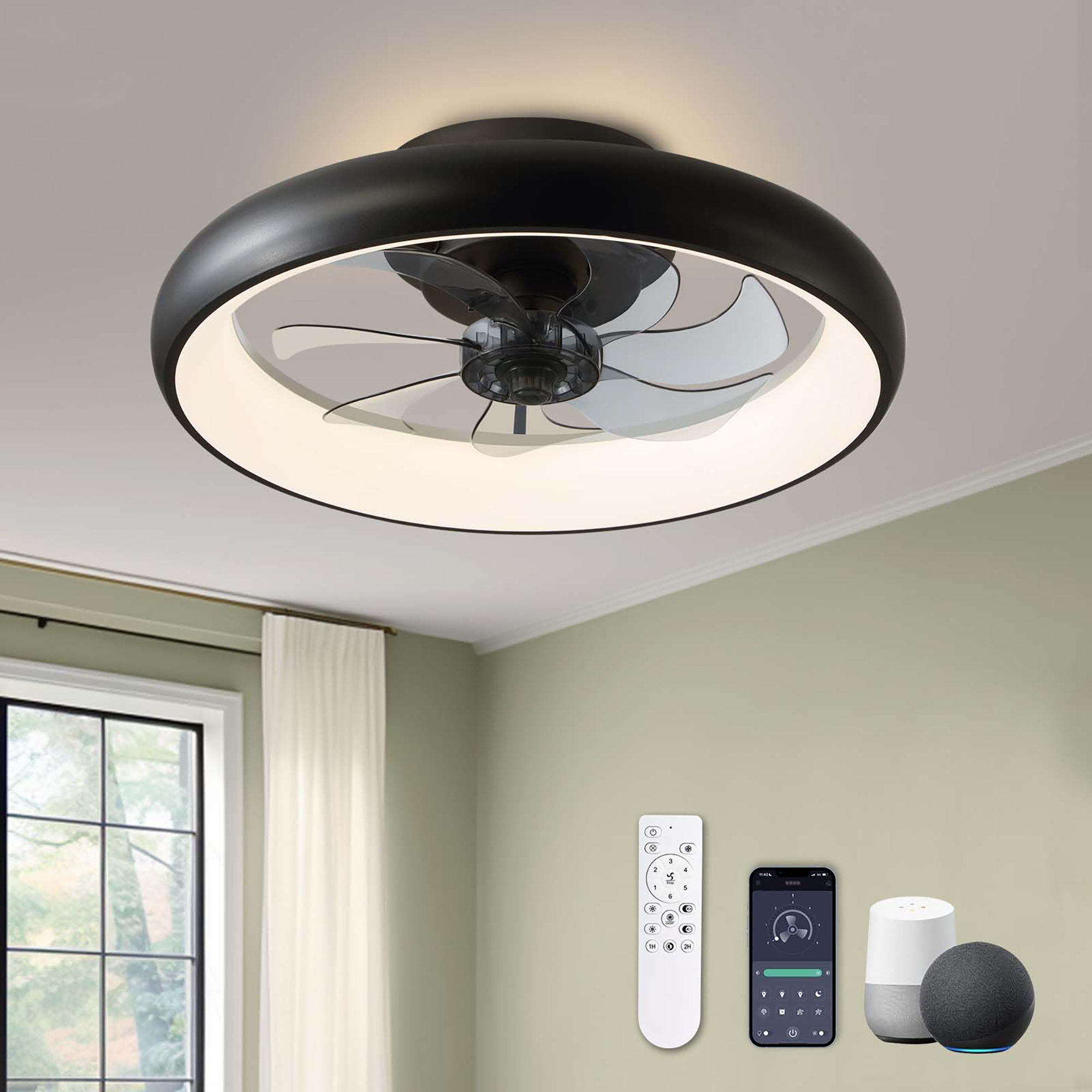 Ivy Bronx 20 inch Modern Dimmable LED Ceiling Fan with Lights - Wayfair ...