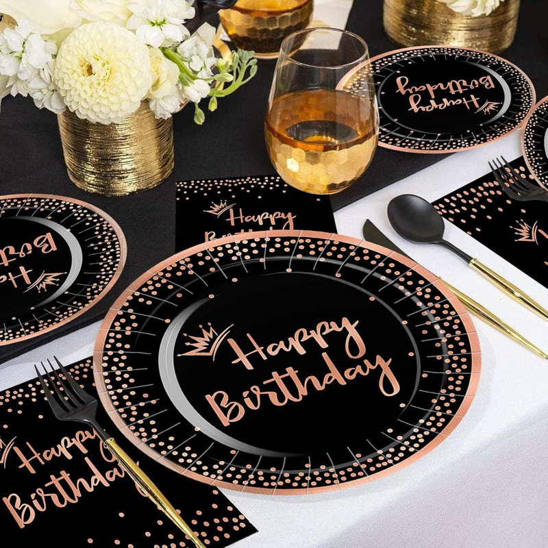 BOPWAY 100 Piece Happy Birthday Disposable Dinnerware Set | Wayfair