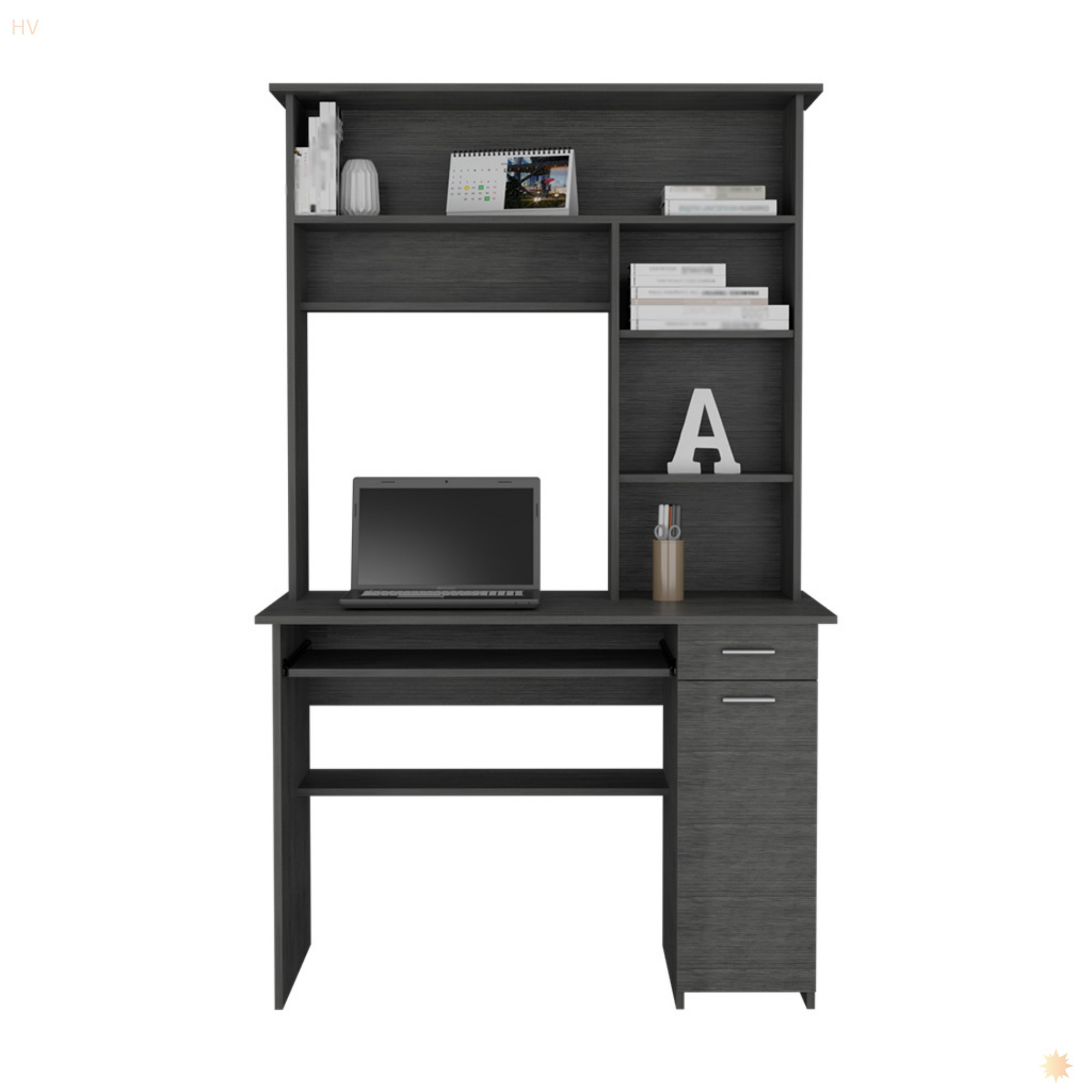 George Oliver Computer Hutch Desk, Keyboard Tray, Door Panel For CPU ...