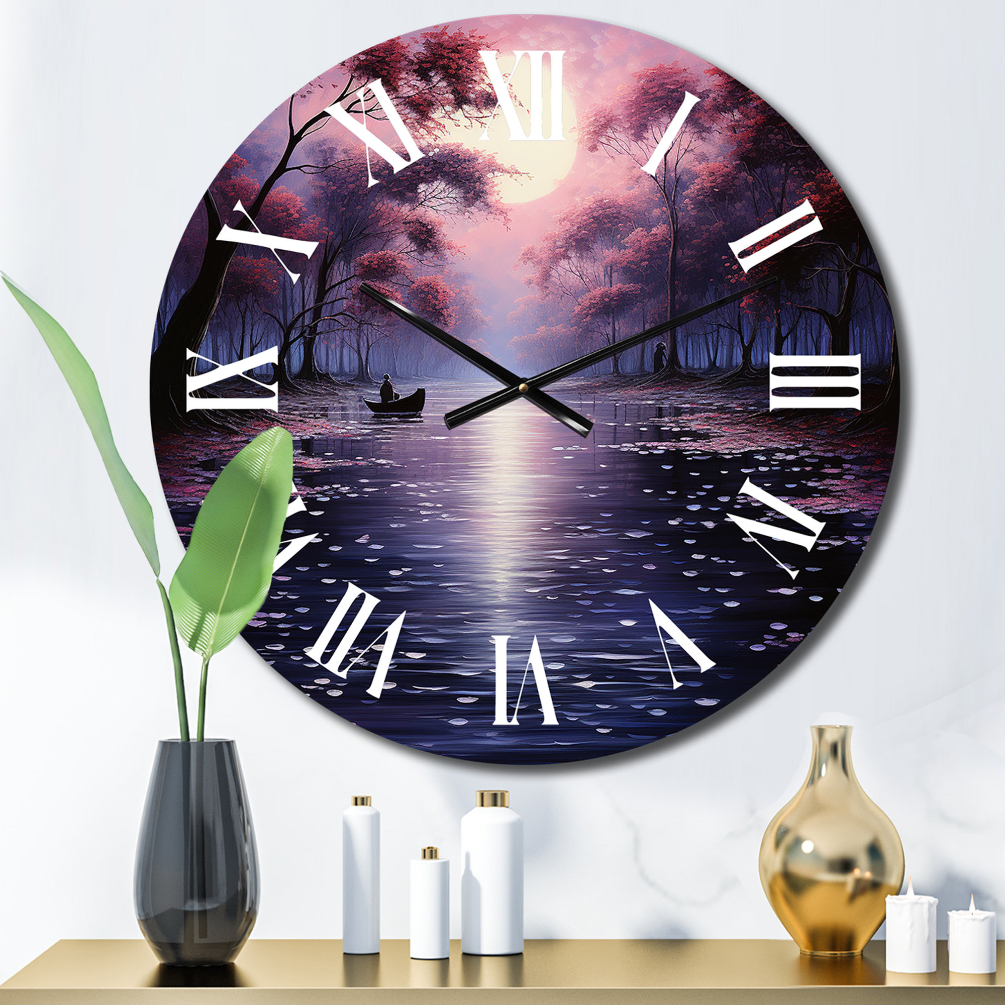 Design Art Pink Canal Serenitys Reflection Pointillism - Canals Wall ...