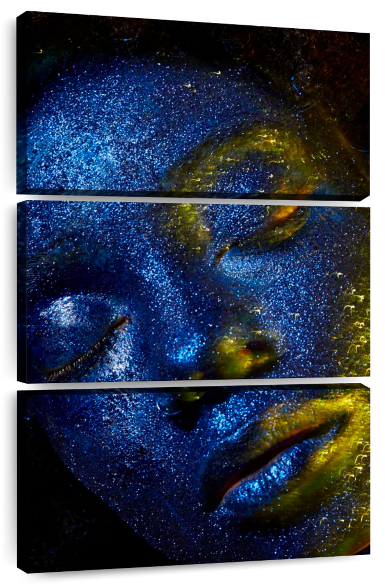 Ebern Designs Senne Blue Glitter Face Portrait | Wayfair