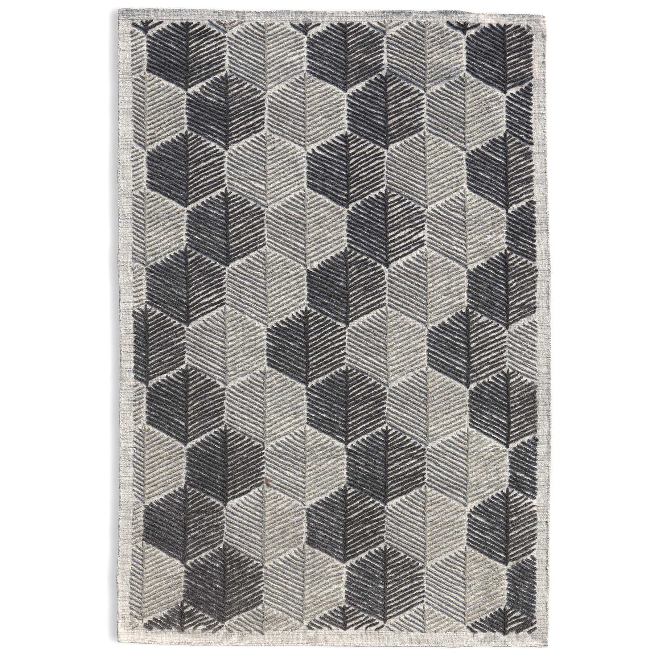 Tufty Home Tropical Geometric Handmade Light and Dark Grey Feather Wool ...