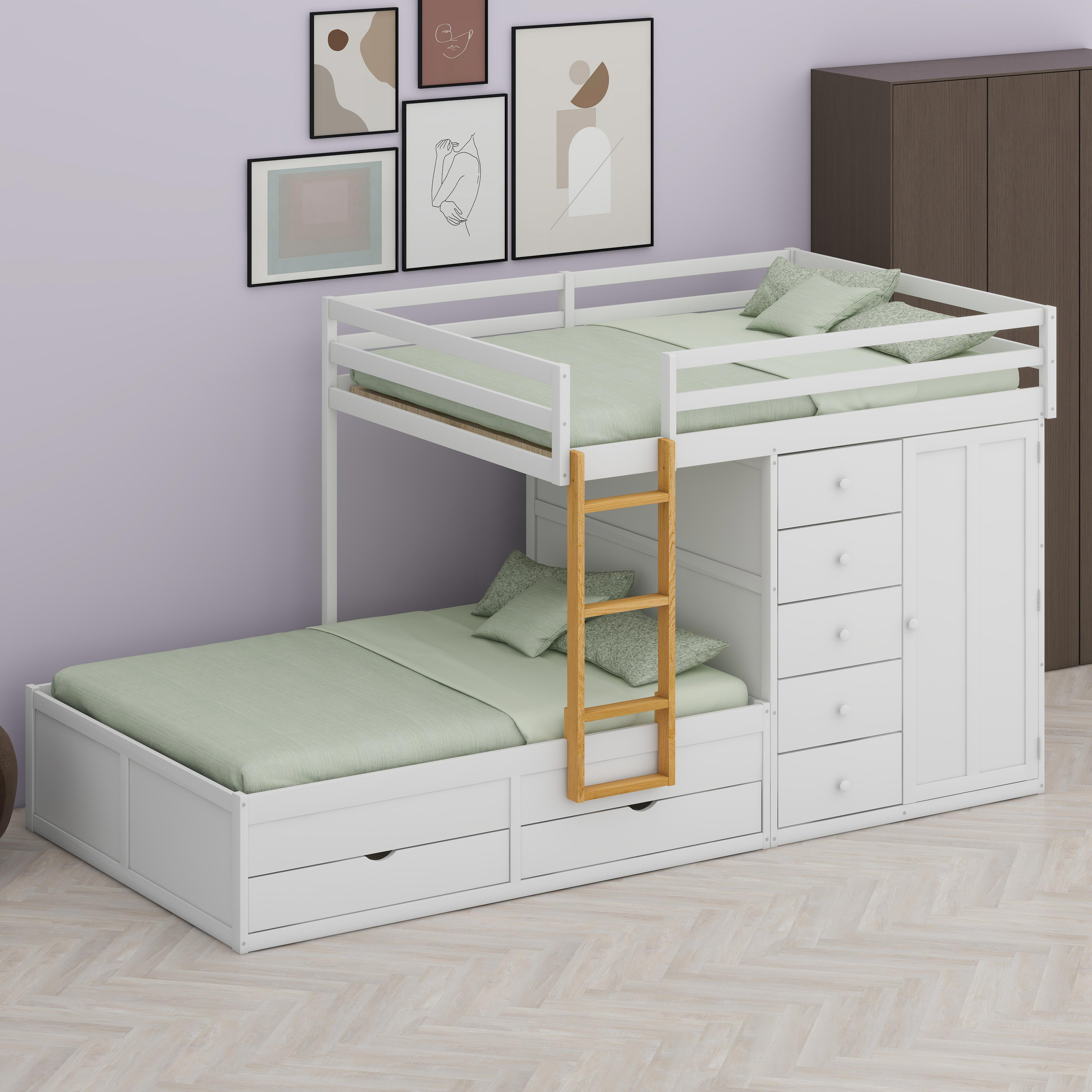 Wrought Studio™ Modern Bunk Bed With Multi-Size Drawers And Compact ...