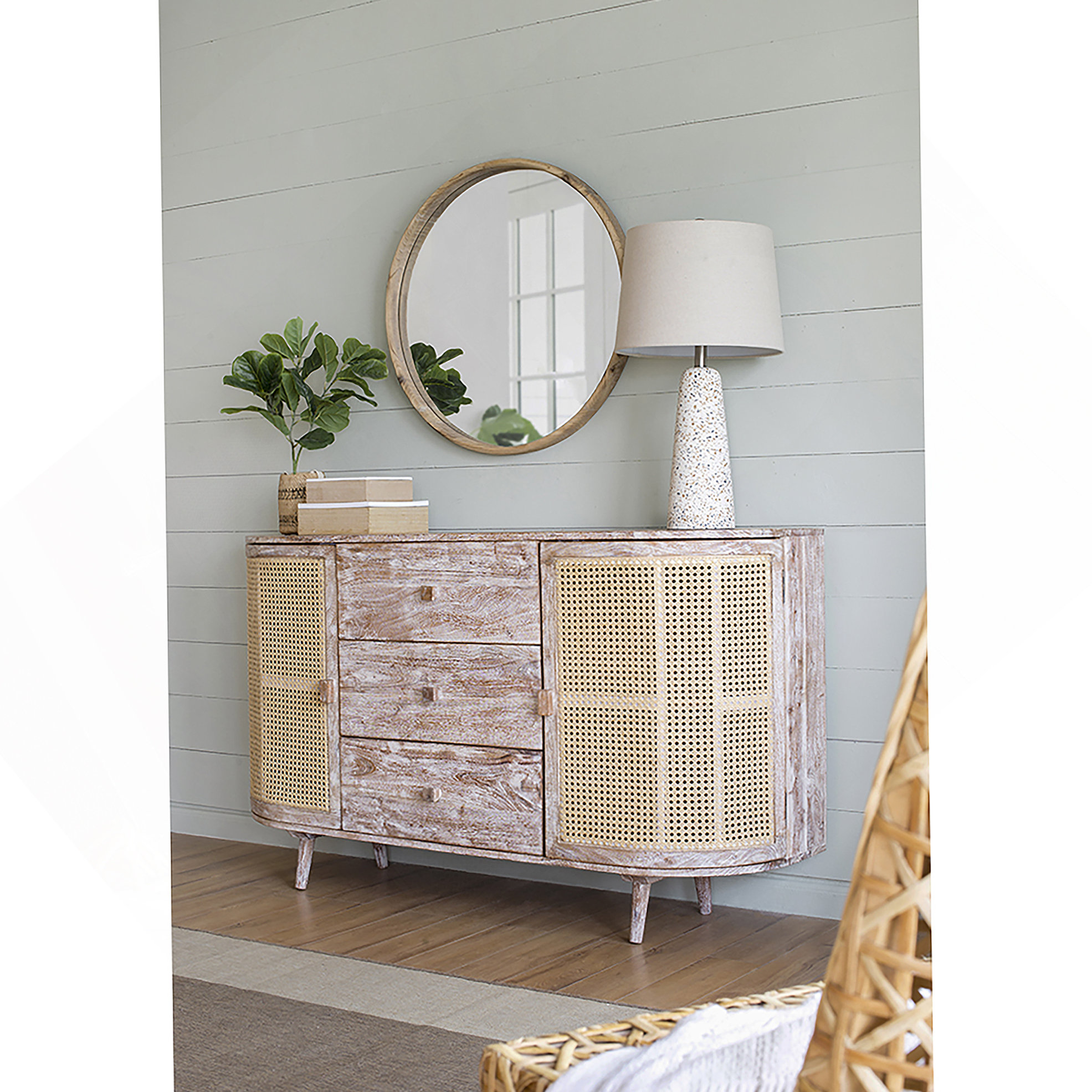 One Allium Way® 57x16x33" Tv Console With Cane Doors | Wayfair