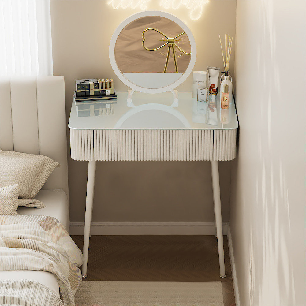 Corrigan Studio® 1pc, Simple Modern Dressing Table, Glass Desk ...