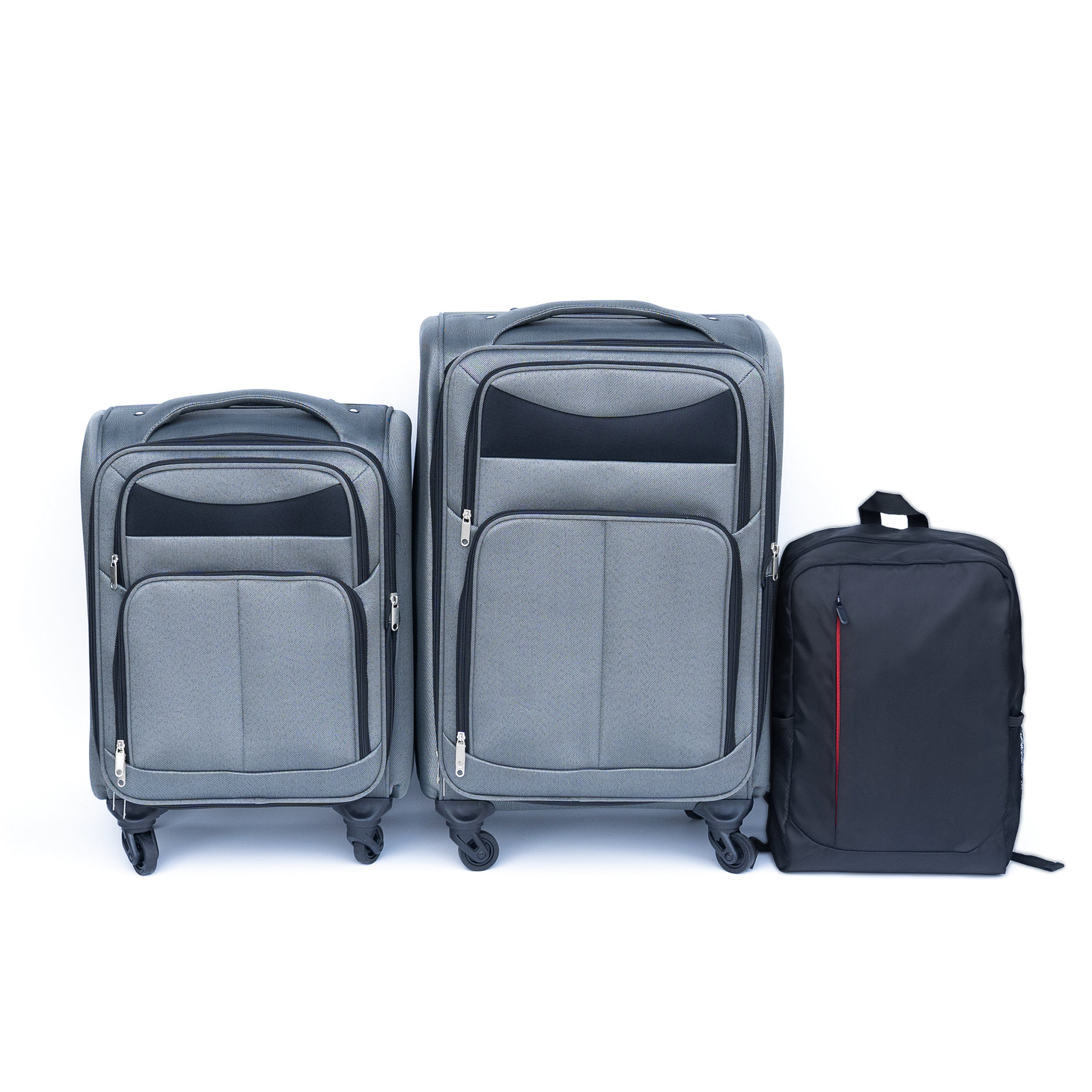 Wovilo Gray Travel Suitcase Collection: 2 With Cloth Backpack. High ...