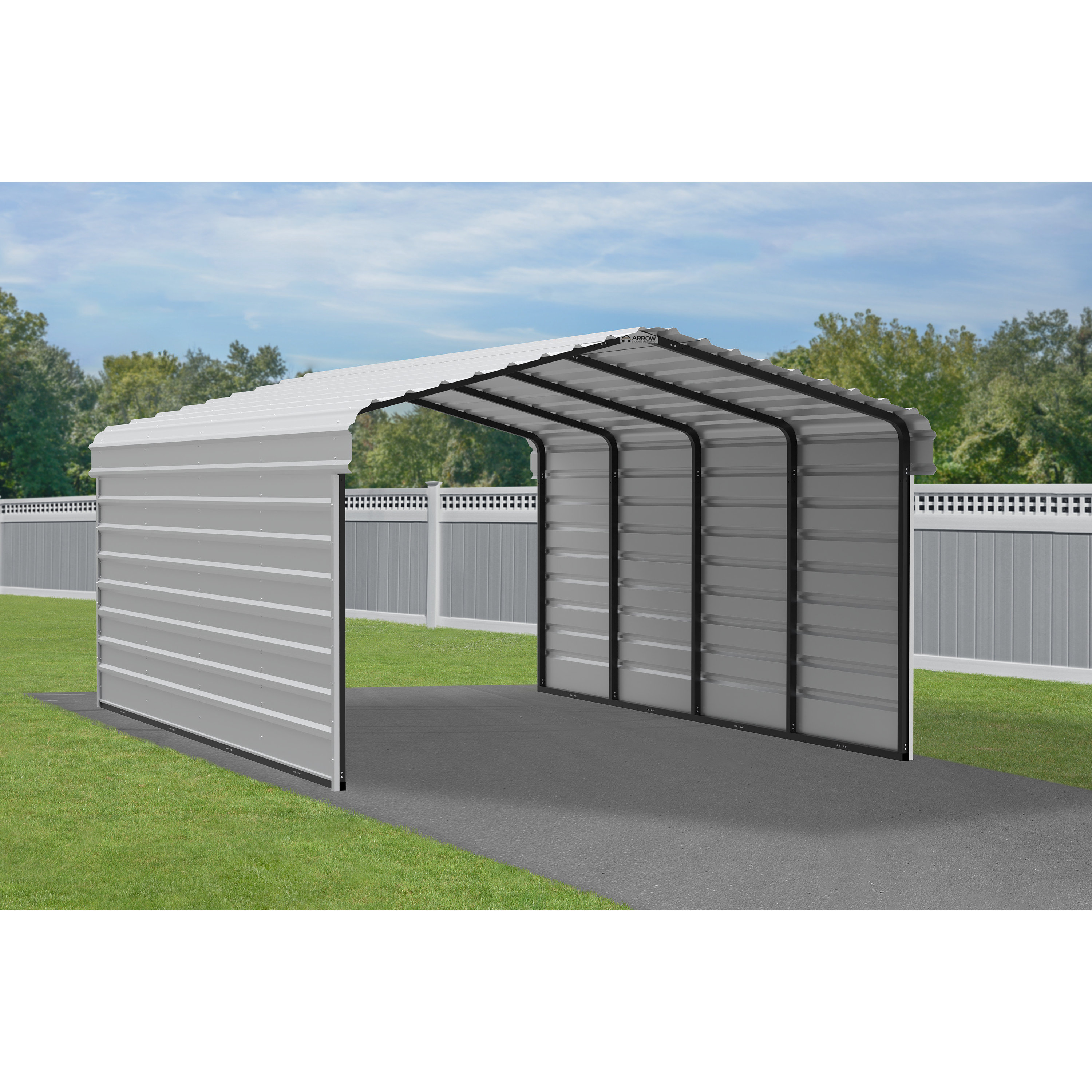 Arrow Steel Carport with 2 Side Wall Kits, 12x20x7 & Reviews | Wayfair