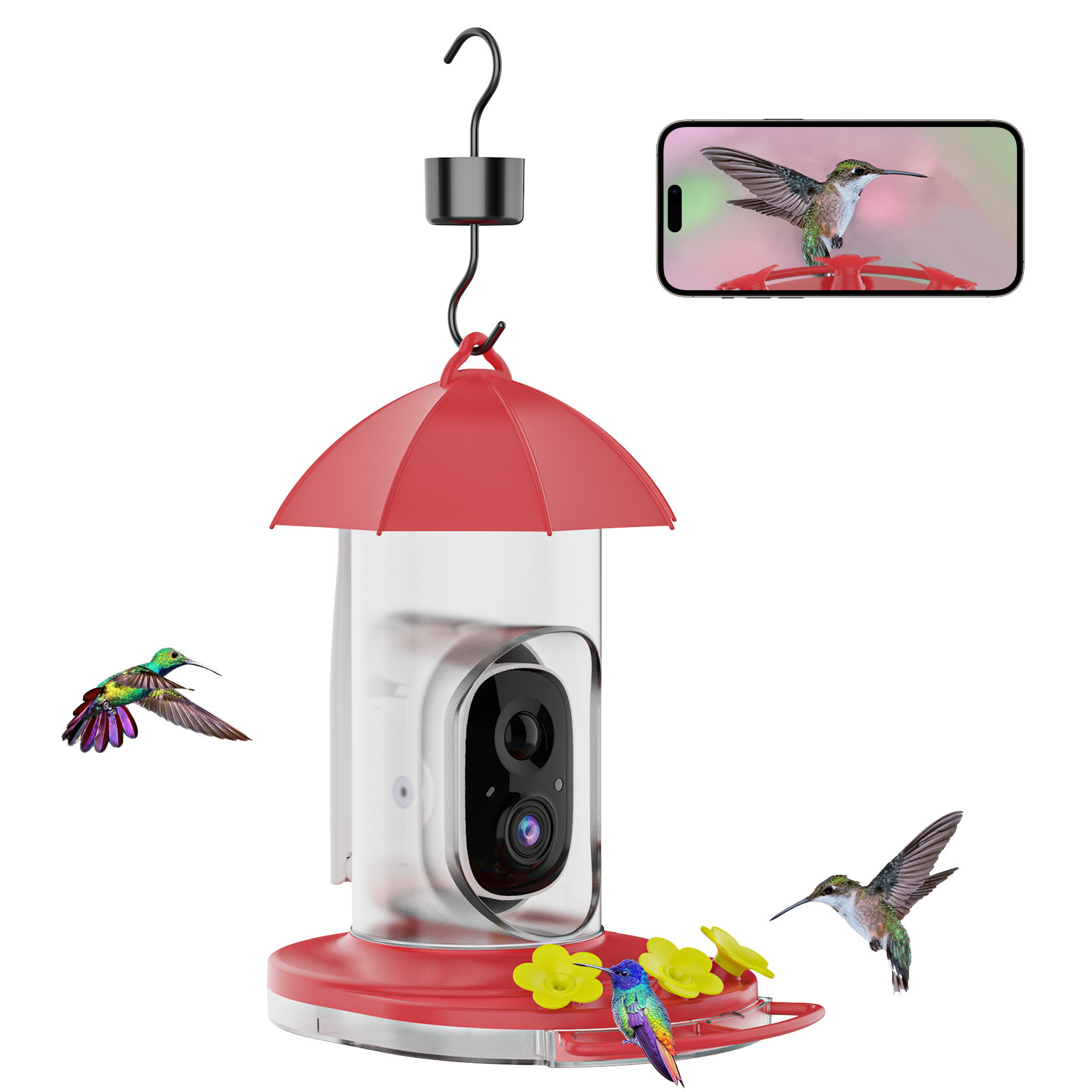Arlmont & Co. Smart Hummingbird Feeder with Camera, Anti-ant Mounting ...