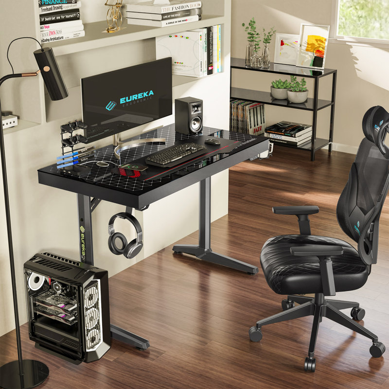 Eureka Ergonomic Music Sensing RGB LED Glass Gaming Desk & Reviews ...