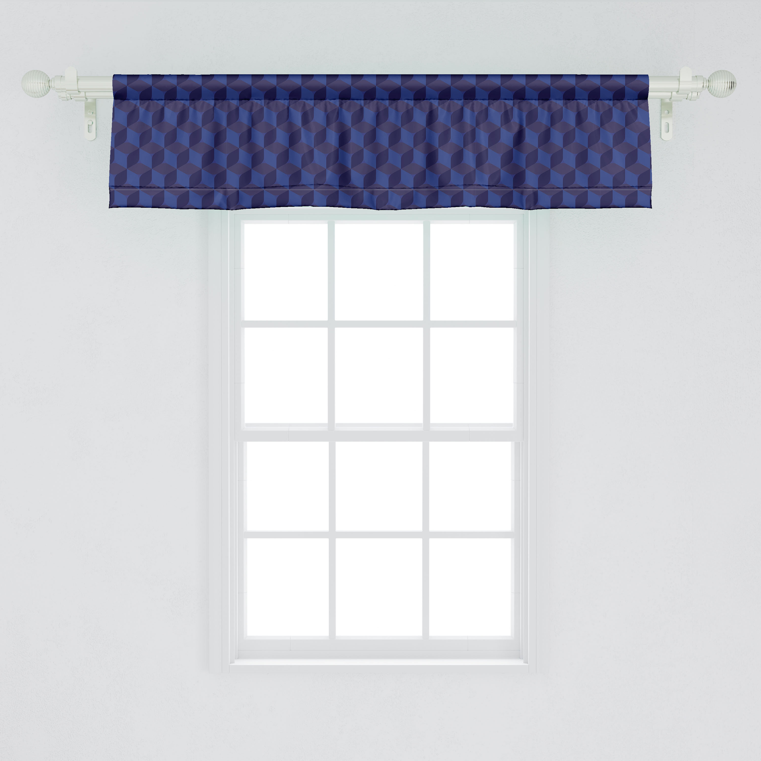 Ambesonne Dark Blue Valance Pack of 2 Indigo 3D Paint Cubes 54" Dark ...