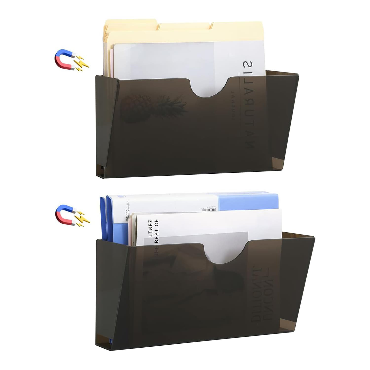 Rebrilliant 2 packs acrylic magnetic magazine rack, magnetic mail rack ...