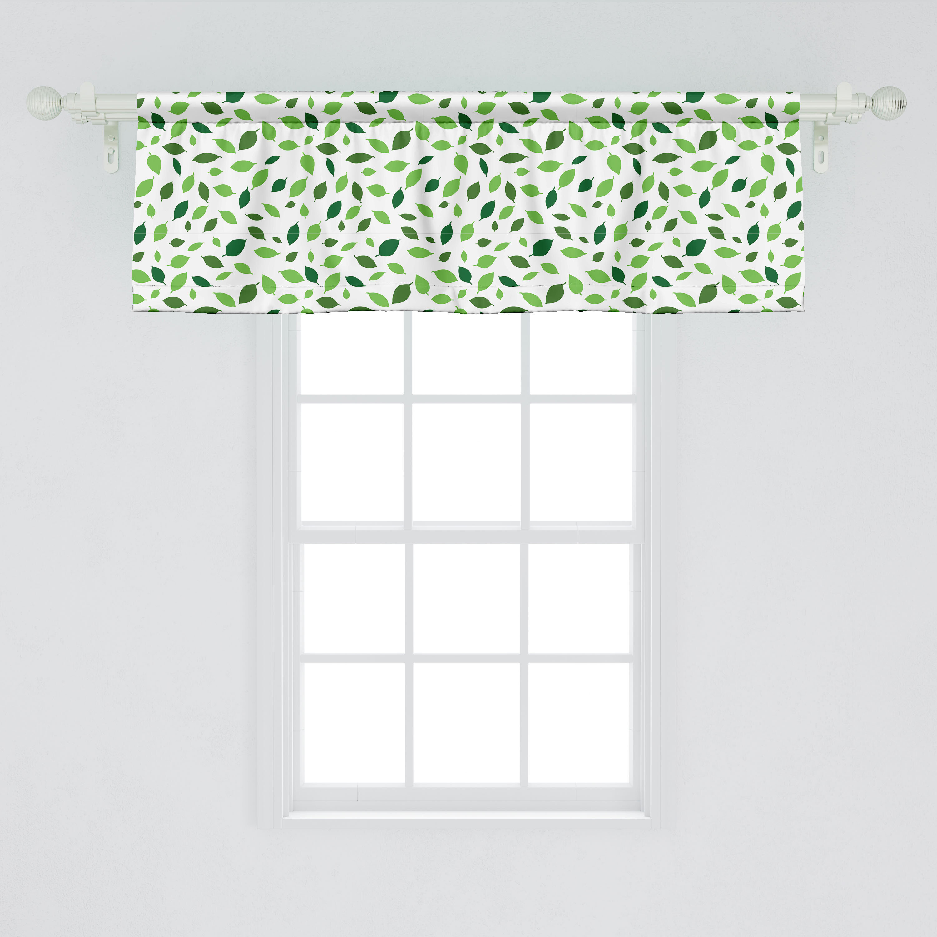 Ambesonne Nature Valance Pack of 2 Botanical Leafage Pattern Emerald ...