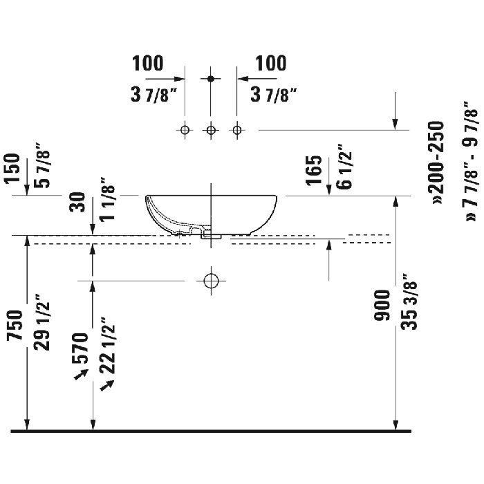 Duravit Foster Ceramic Oval Vessel Bathroom Sink with Overflow ...