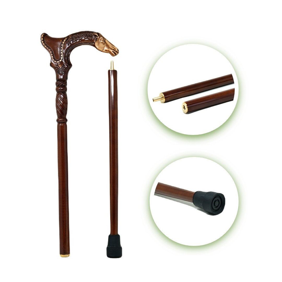 Alcott Hill® Hand Carved Wooden Walking Cane With Ergonomic Handle And ...