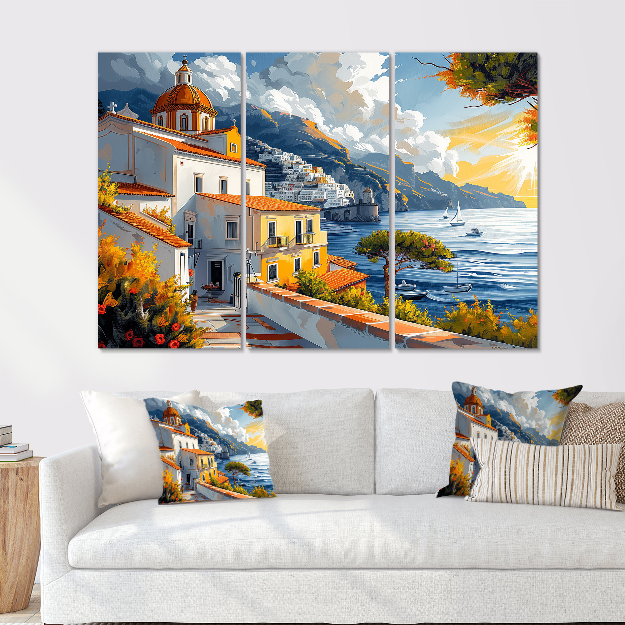 Beachcrest Home™ Vintage Amalfi Coast Landscape II - Italy Wall Art Set ...