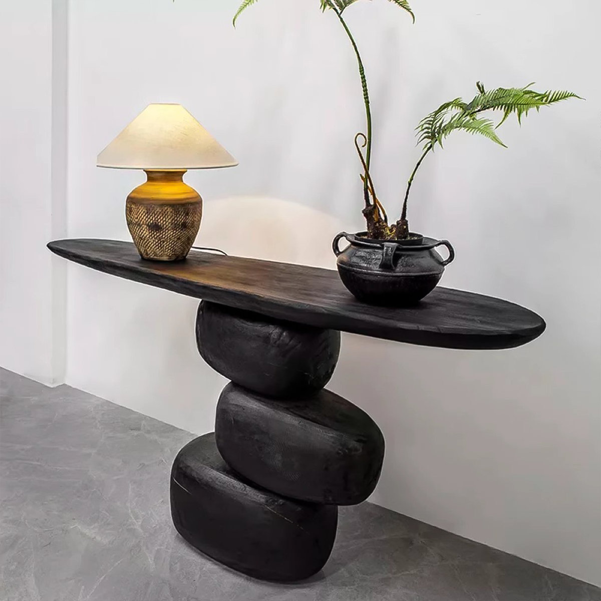 Organix Pattern 49.21" Black Solid Wood Console Table | Wayfair