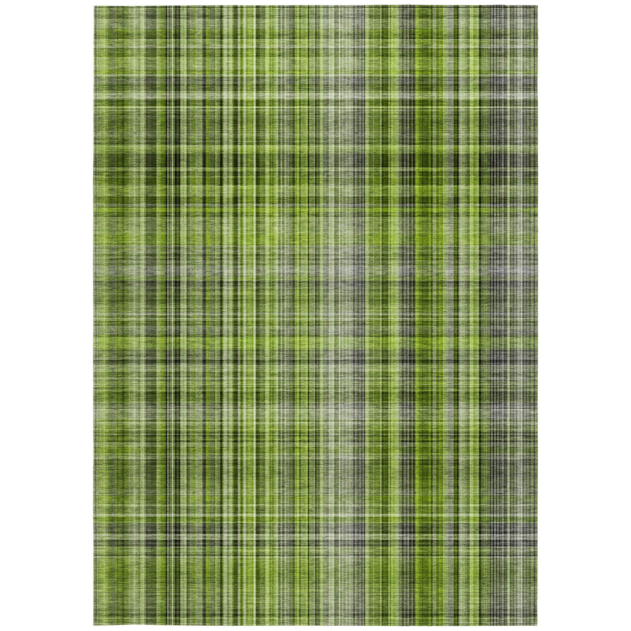 HomeRoots 5' X 8' Green Plaid Washable Non Skid Indoor Outdoor Area Rug ...