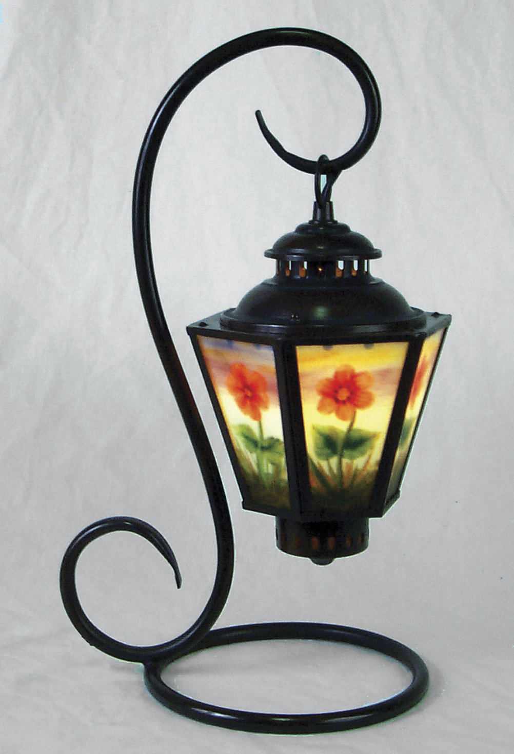 World Menagerie Cayenna Reverse Painted Floral Coach 17" Arched Table ...