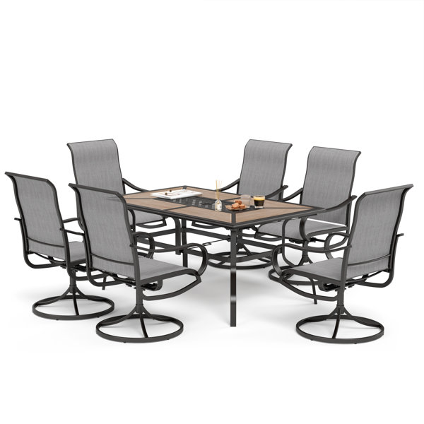 Alphamarts 6-person Outdoor Patio Dining Sets Wood-like Table With ...