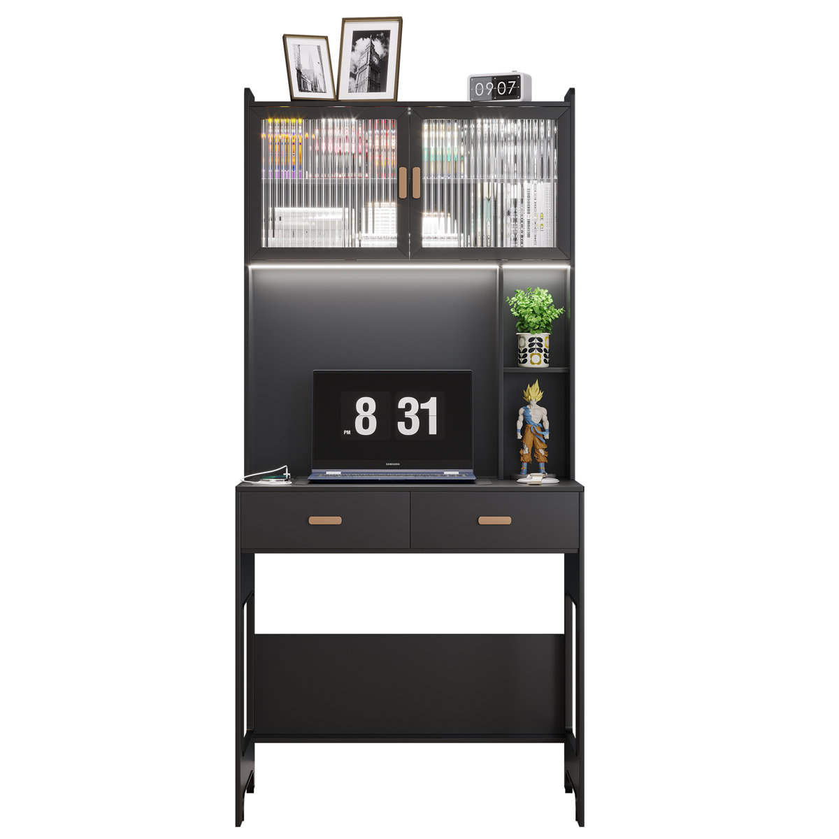 Latitude Run® Berwaldt 31.5'' W Rectangle Computer Desk with Hutch and ...