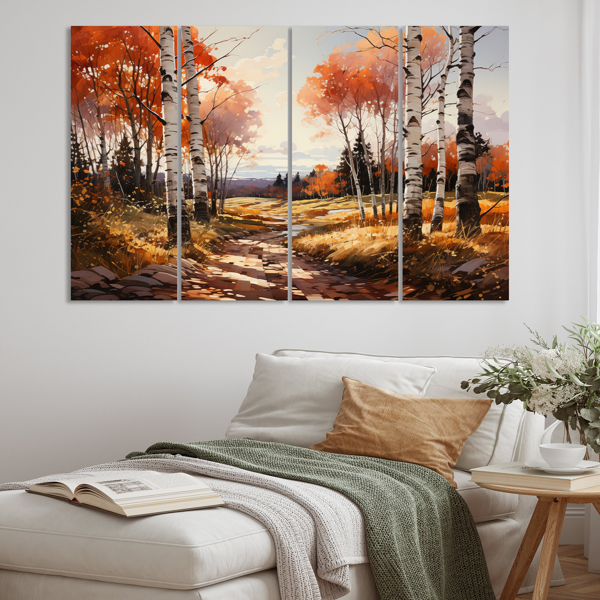 Charlton Home® Birch Woods Gilded Pathway V - Tree Birch Wall Art Print ...